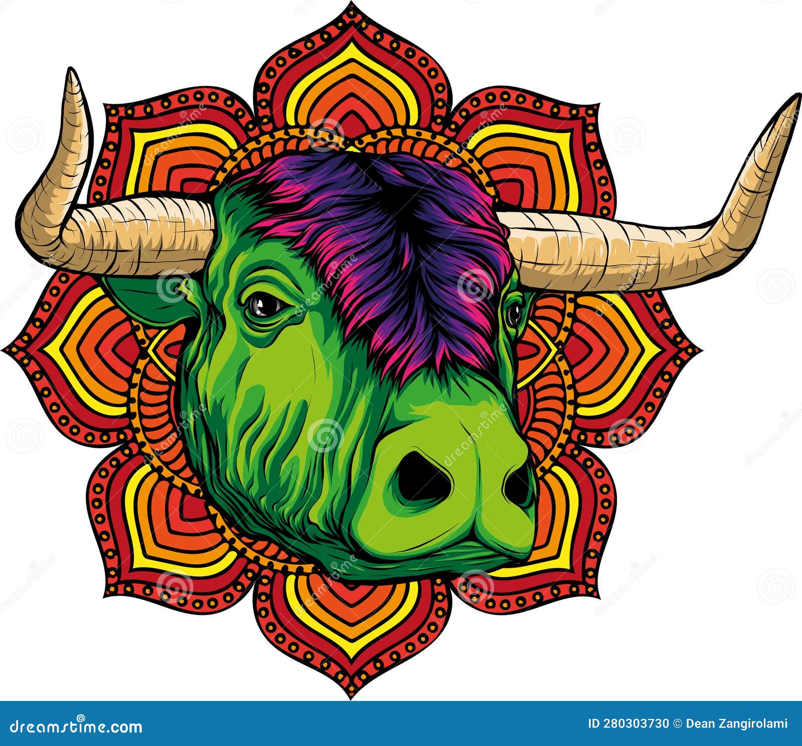 Vector Illustration of Head Bull Colored Design Stock Vector ...