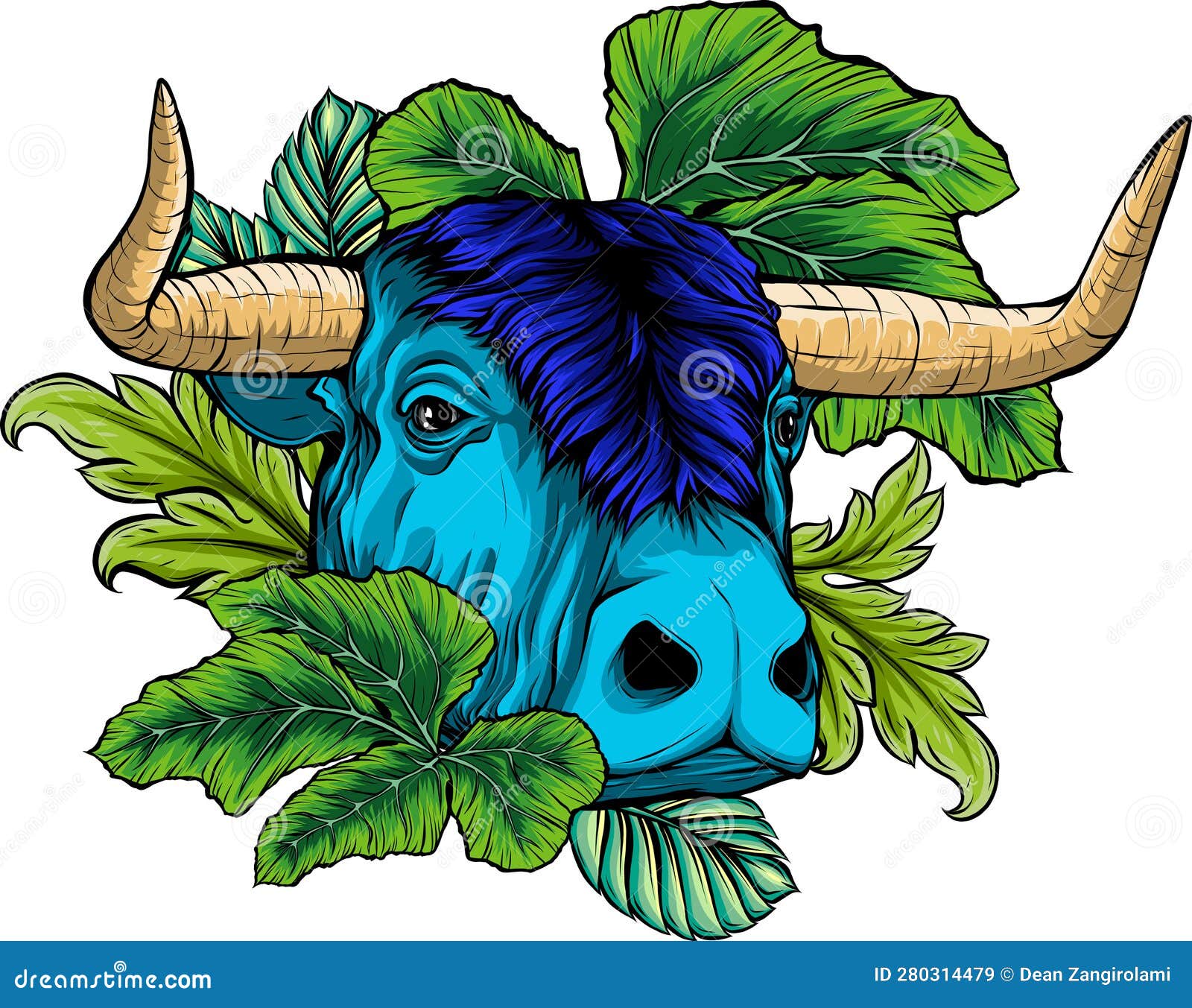 Vector Illustration of Head Bull Colored Design Stock Vector ...