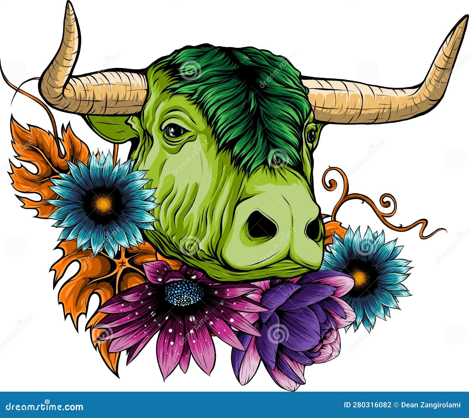 Vector Illustration of Head Bull Colored Design Stock Vector ...