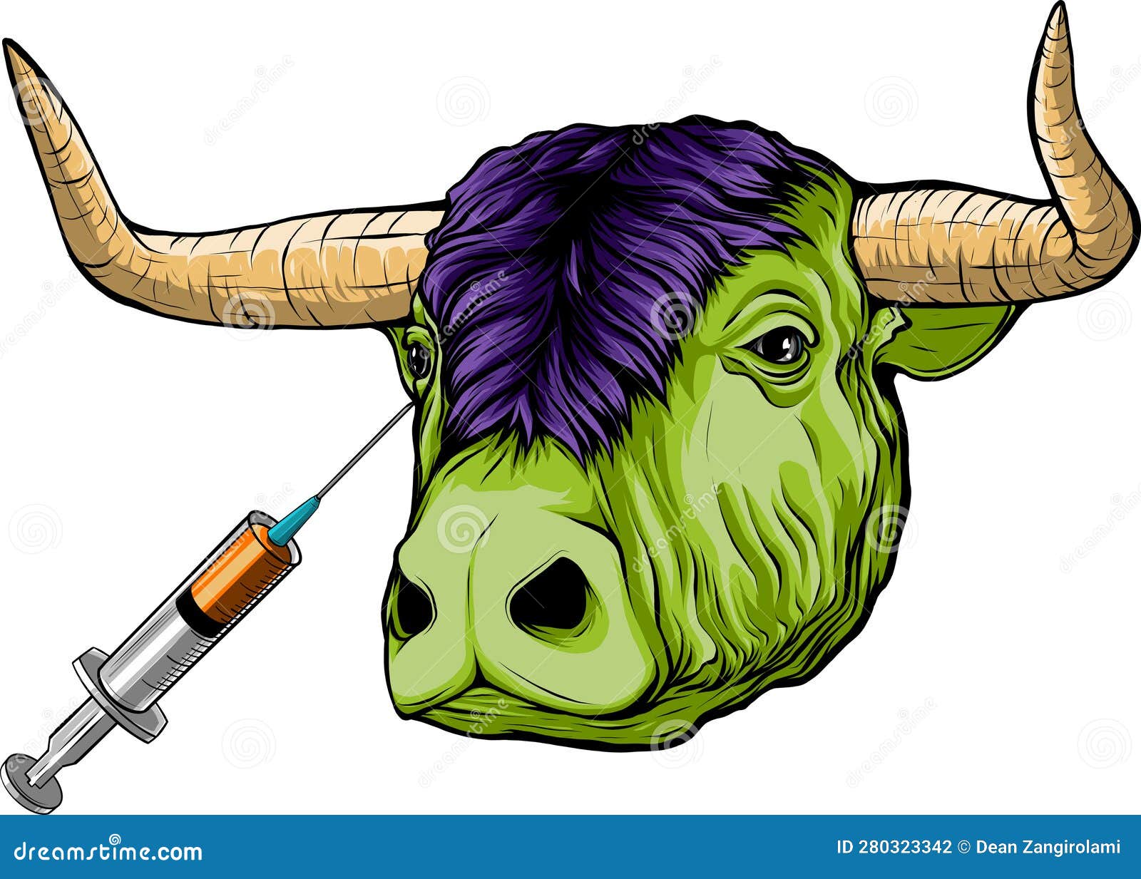 Vector Illustration of Head Bull Colored Design Stock Vector ...