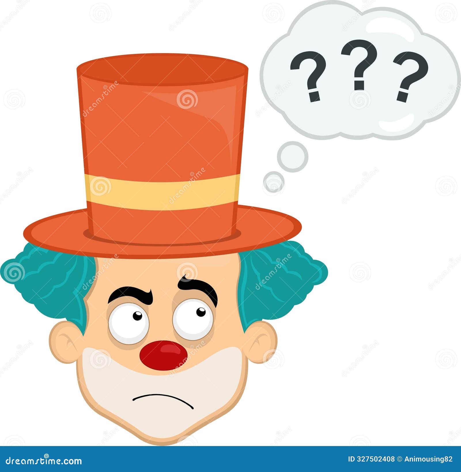 Vector Illustration Head Character Clown Cartoon Think Cloud and ...