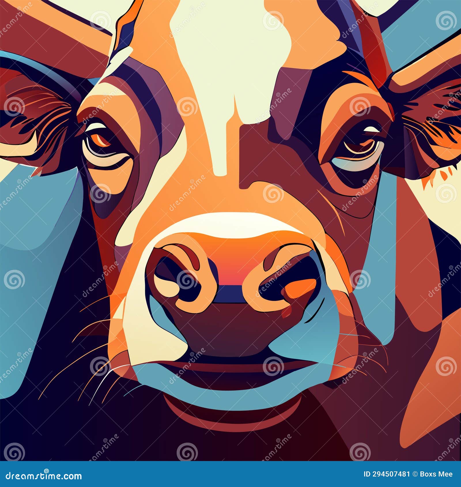 Vector Illustration of the Head of a Cow in a Flat Style. AI Generated ...