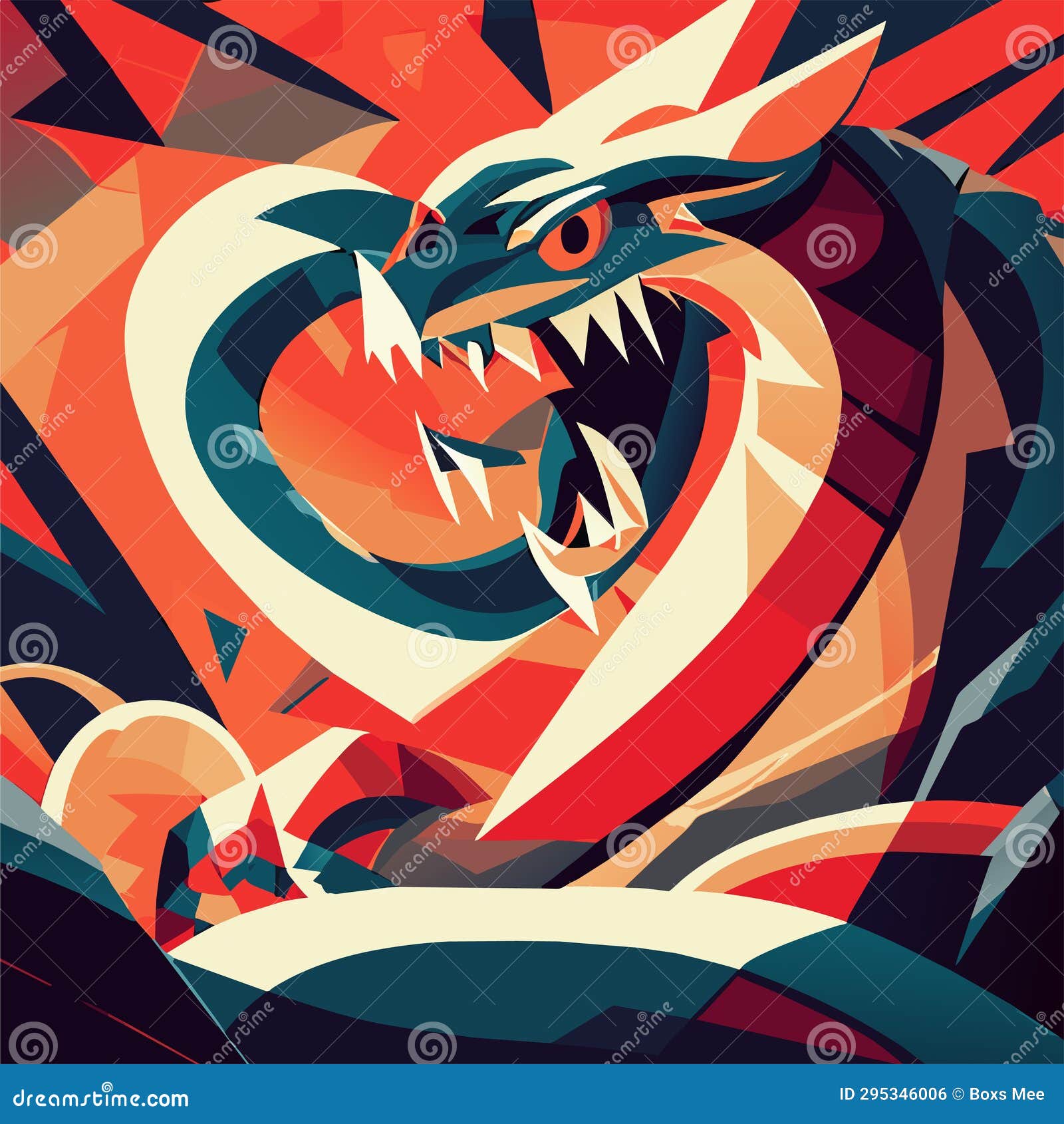 Vector Illustration of a Head of a Dragon with Sharp Teeth and Sharp ...