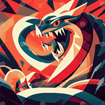 Vector Illustration of a Head of a Dragon with Sharp Teeth and Sharp ...