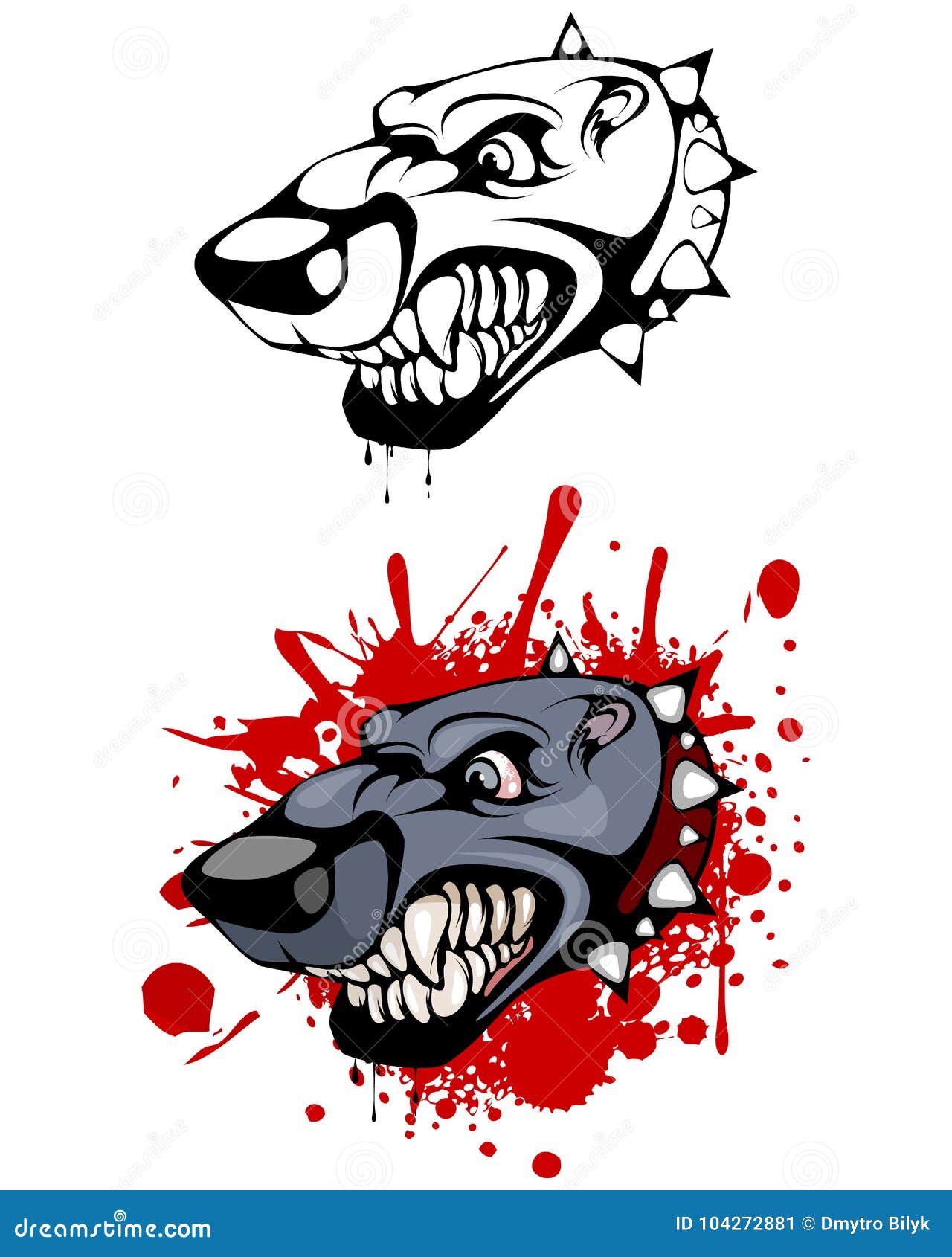Head of evil dog stock vector. Illustration of fear - 104272881