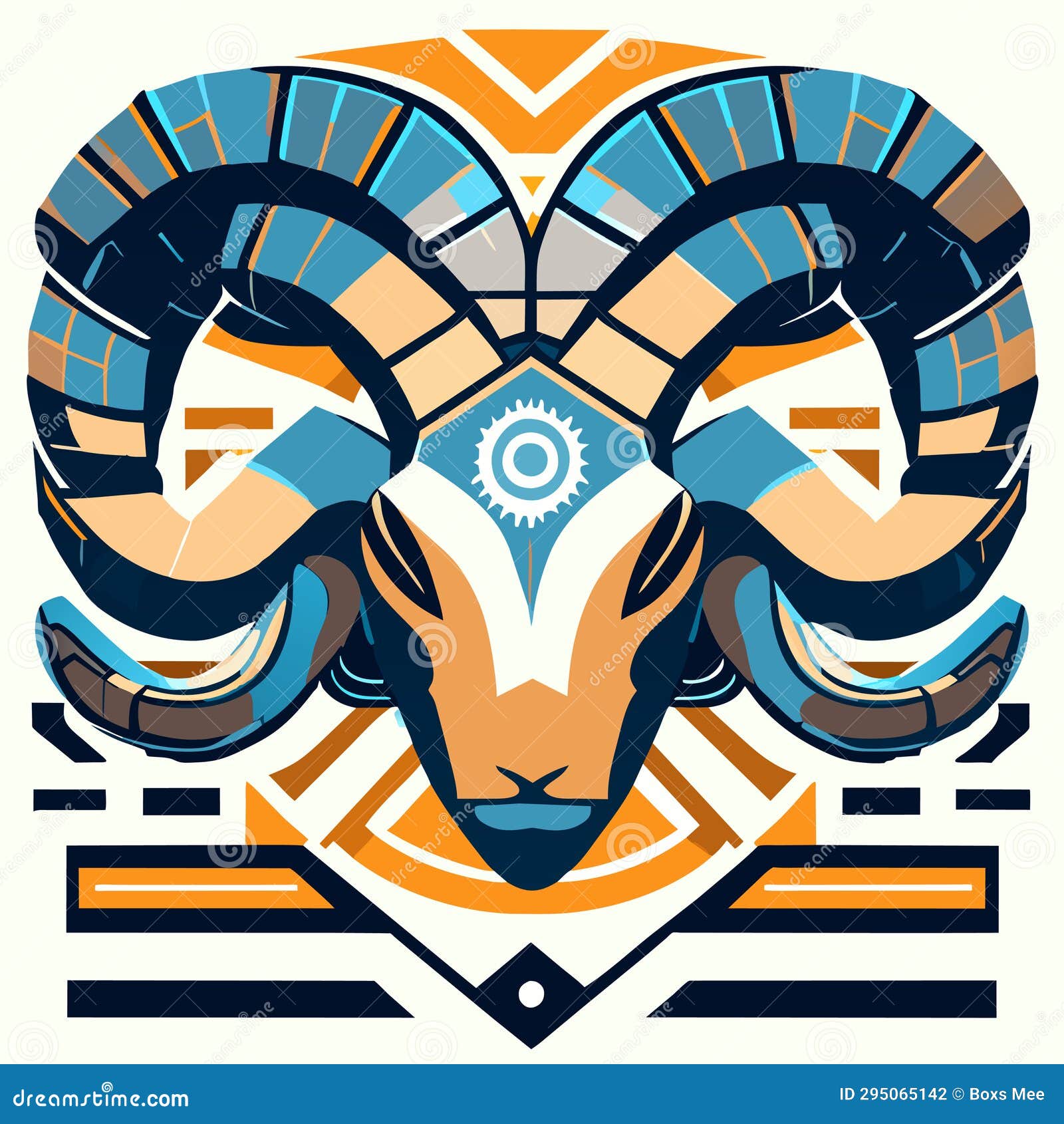 Vector Illustration of a Head of a Goat with a Geometric Pattern ...