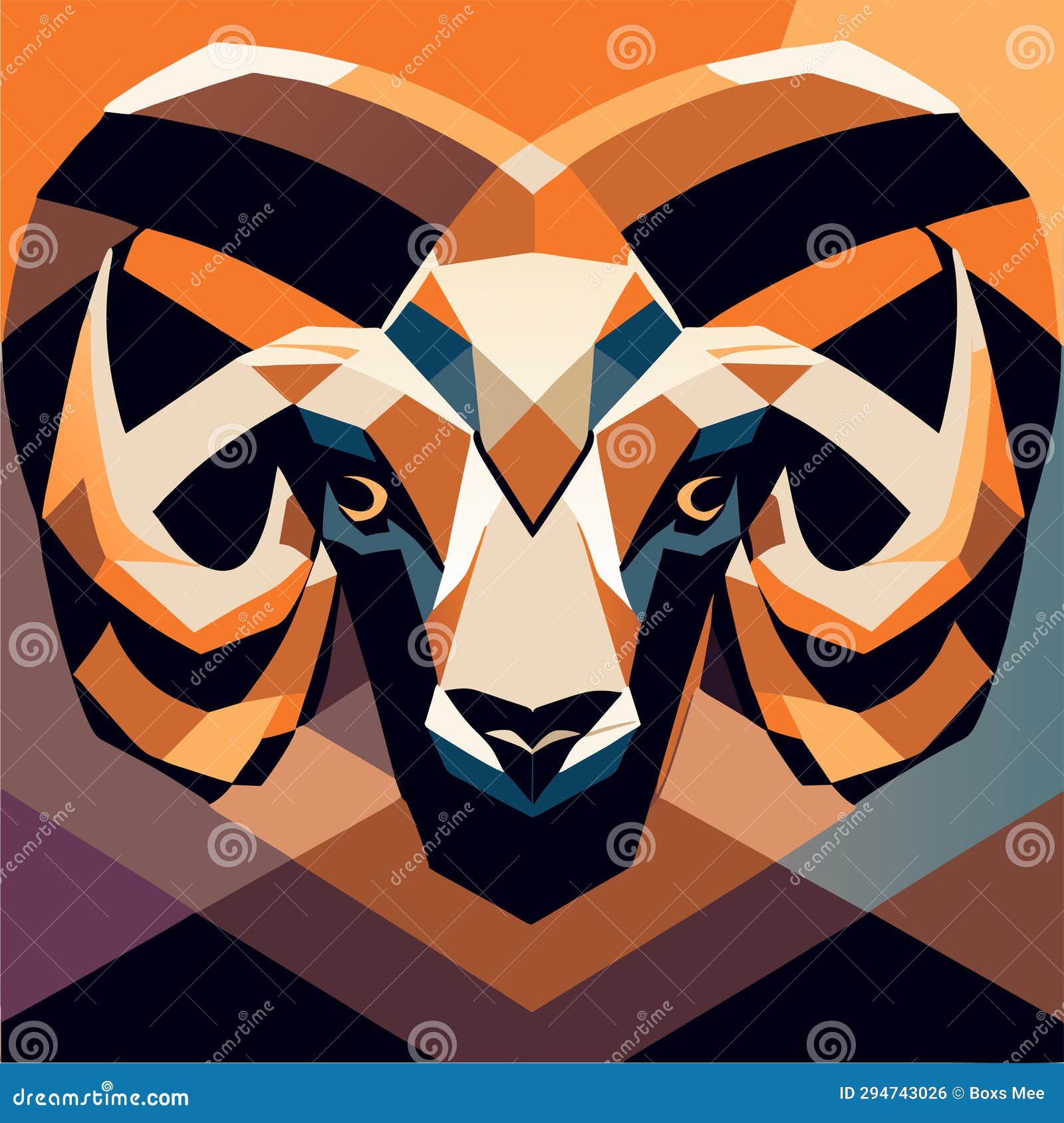 Vector Illustration of a Head of a Goat in a Geometric Style. AI ...