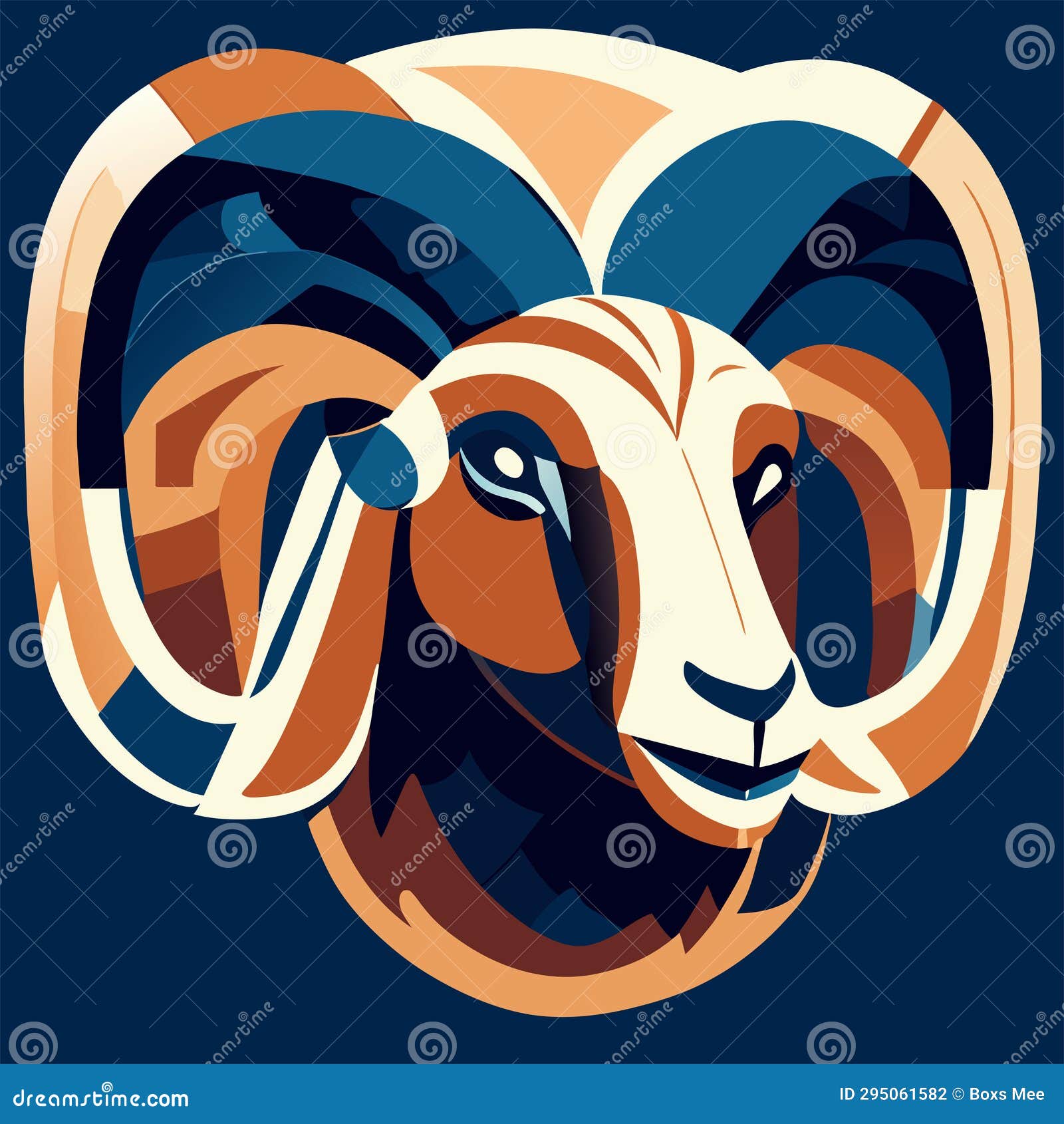 Vector Illustration of the Head of a Ram in an Abstract Style. AI ...