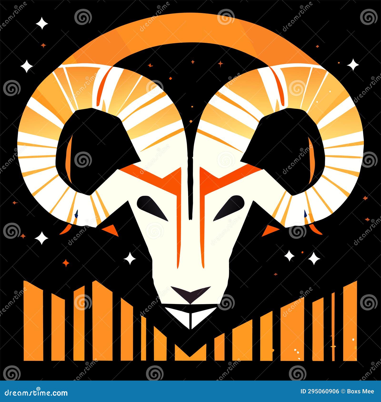 Vector Illustration of the Head of a Ram in a Flat Style. AI Generated ...