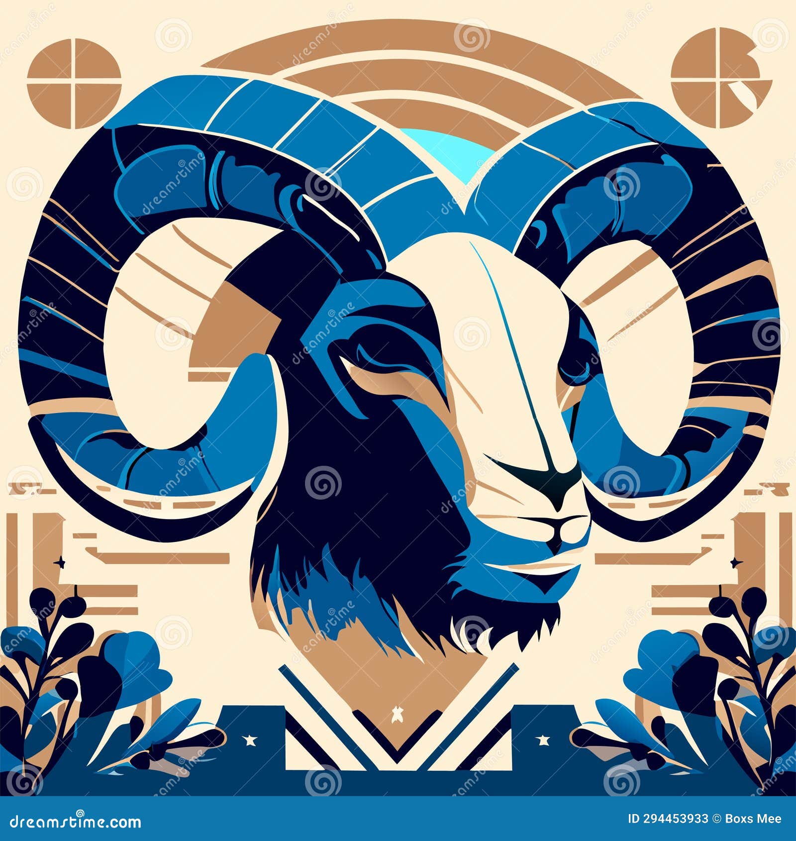 Vector Illustration of the Head of a Ram in a Modern Style. AI ...