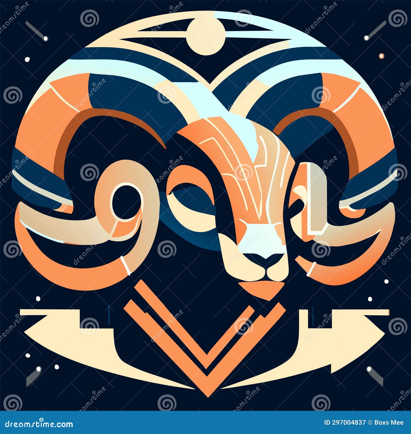 Vector Illustration of a Head of a Ram in a Modern Style. AI Generated ...