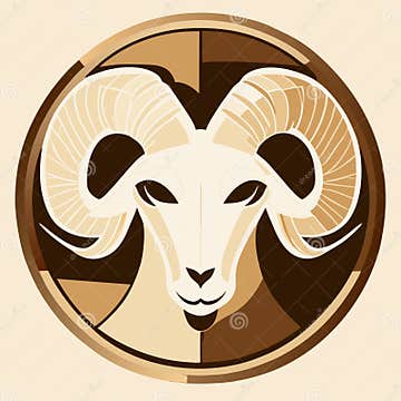 Vector Illustration of the Head of a Ram in a Round Frame. AI Generated ...