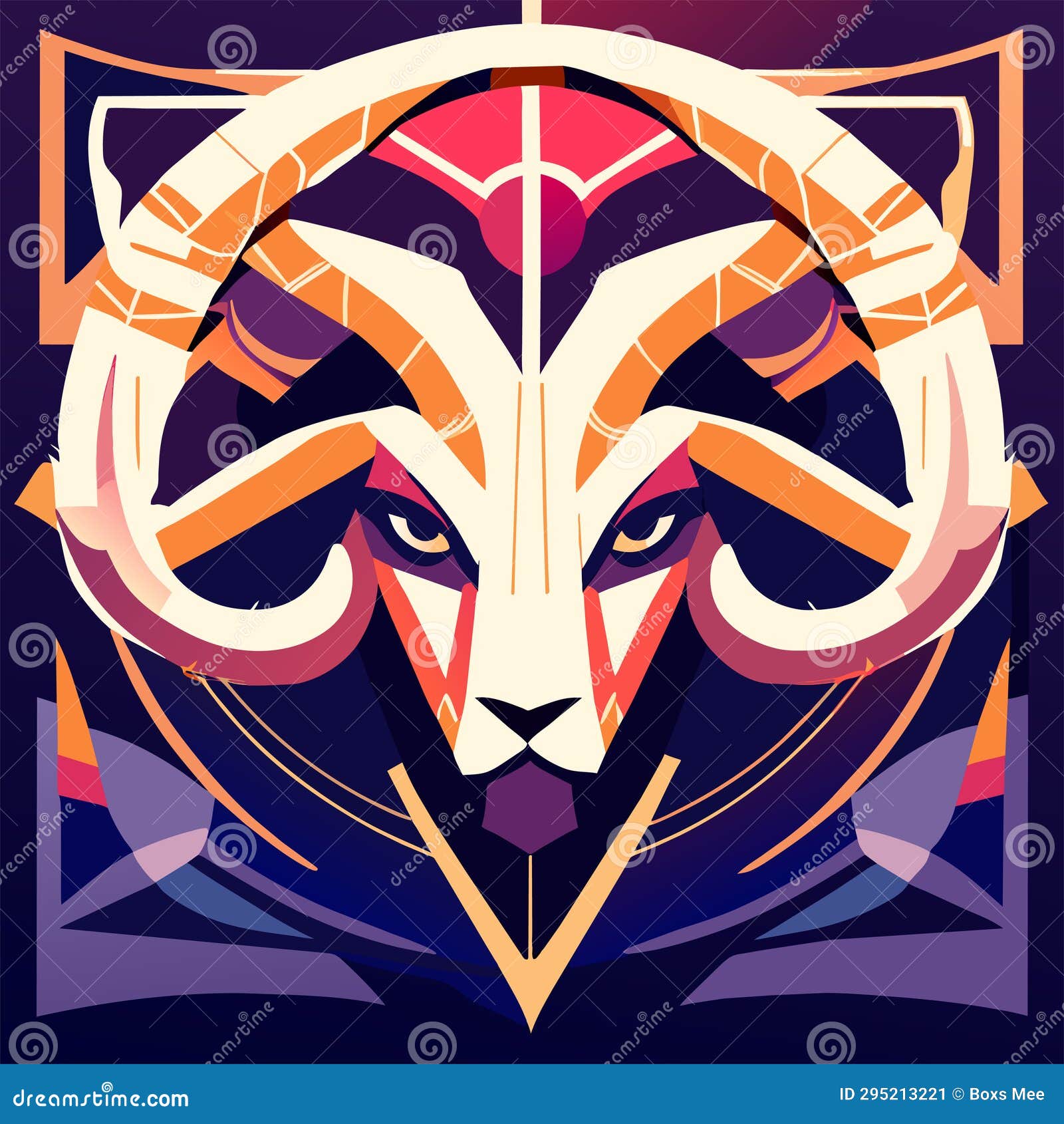 Vector Illustration of the Head of a Ram in Stained Glass Style. AI ...
