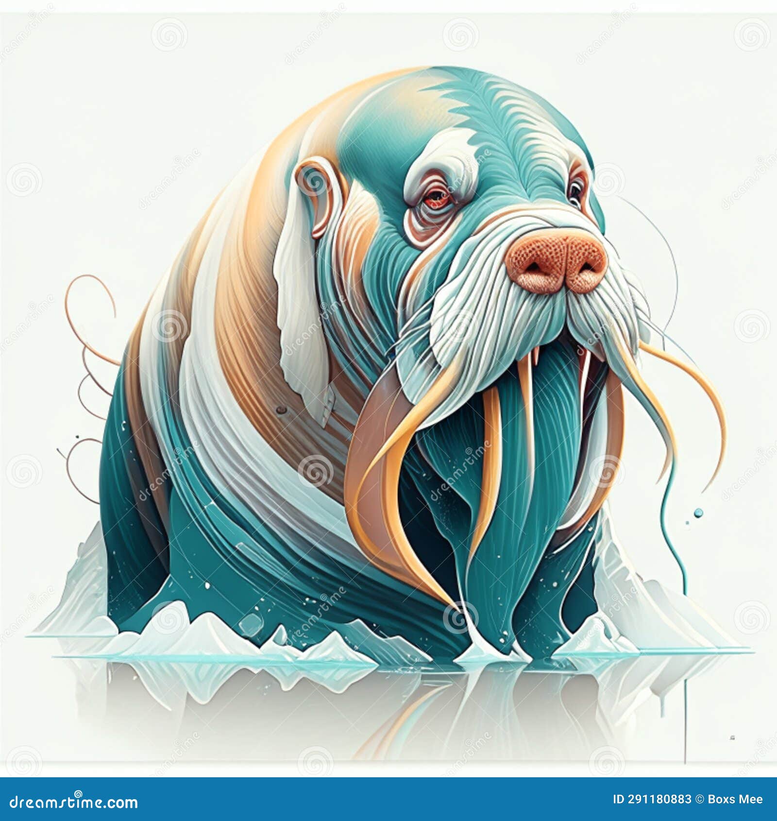 Vector Illustration of the Head of a Walrus on a White Background AI ...