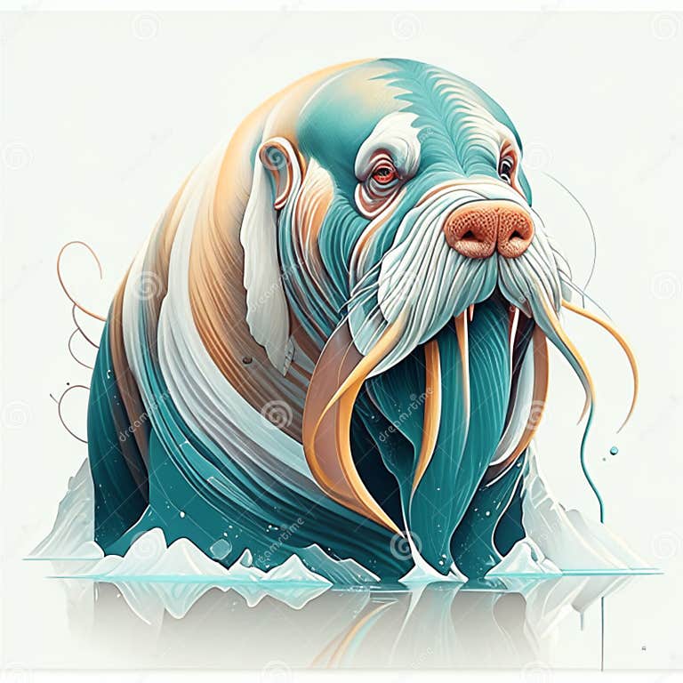 Vector Illustration of the Head of a Walrus on a White Background AI ...