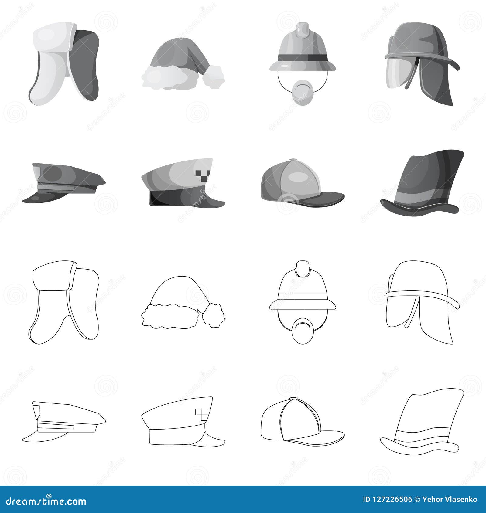 Vector Design of Headgear and Cap Logo. Set of Headgear and Accessory ...
