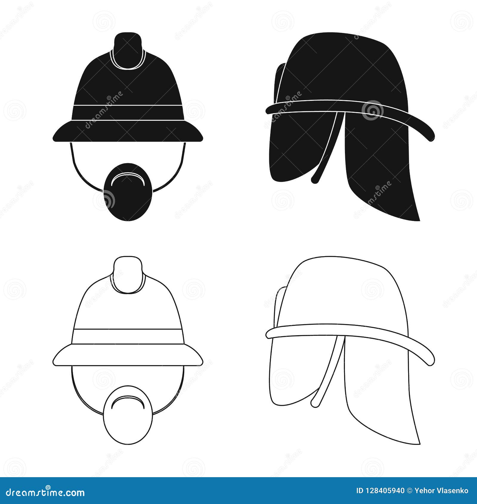 Vector Design of Headgear and Cap Logo. Collection of Headgear and ...
