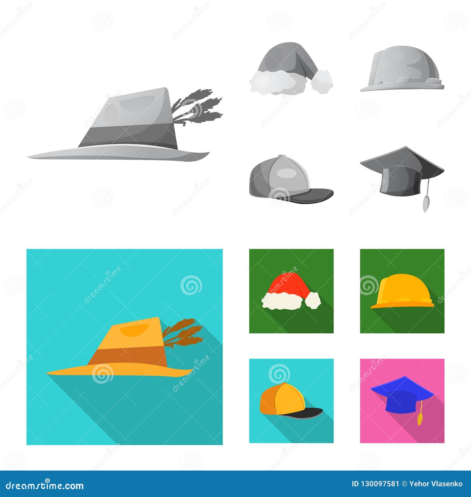 Vector Illustration of Headgear and Cap Logo. Collection of Headgear ...