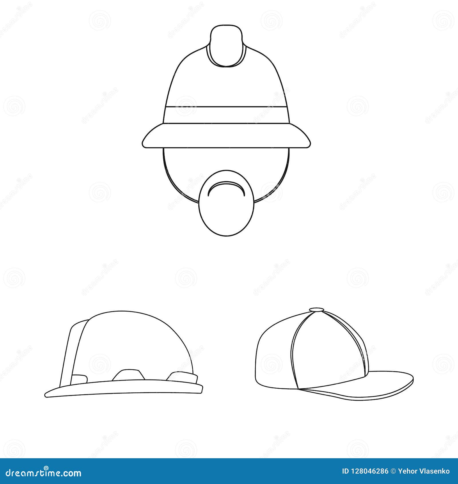 Vector Illustration of Headgear and Cap Logo. Set of Headgear and ...