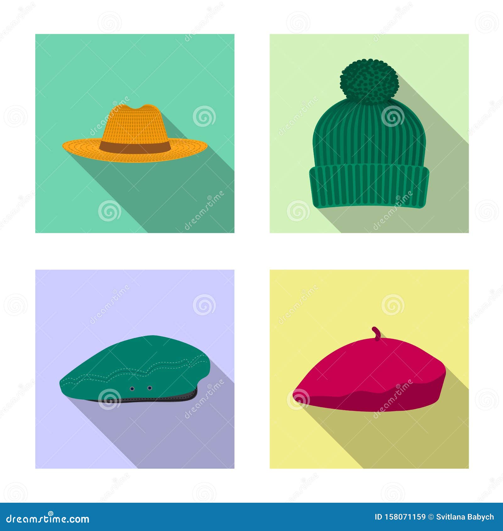 Vector Illustration of Headgear and Cap Logo. Set of Headgear and ...