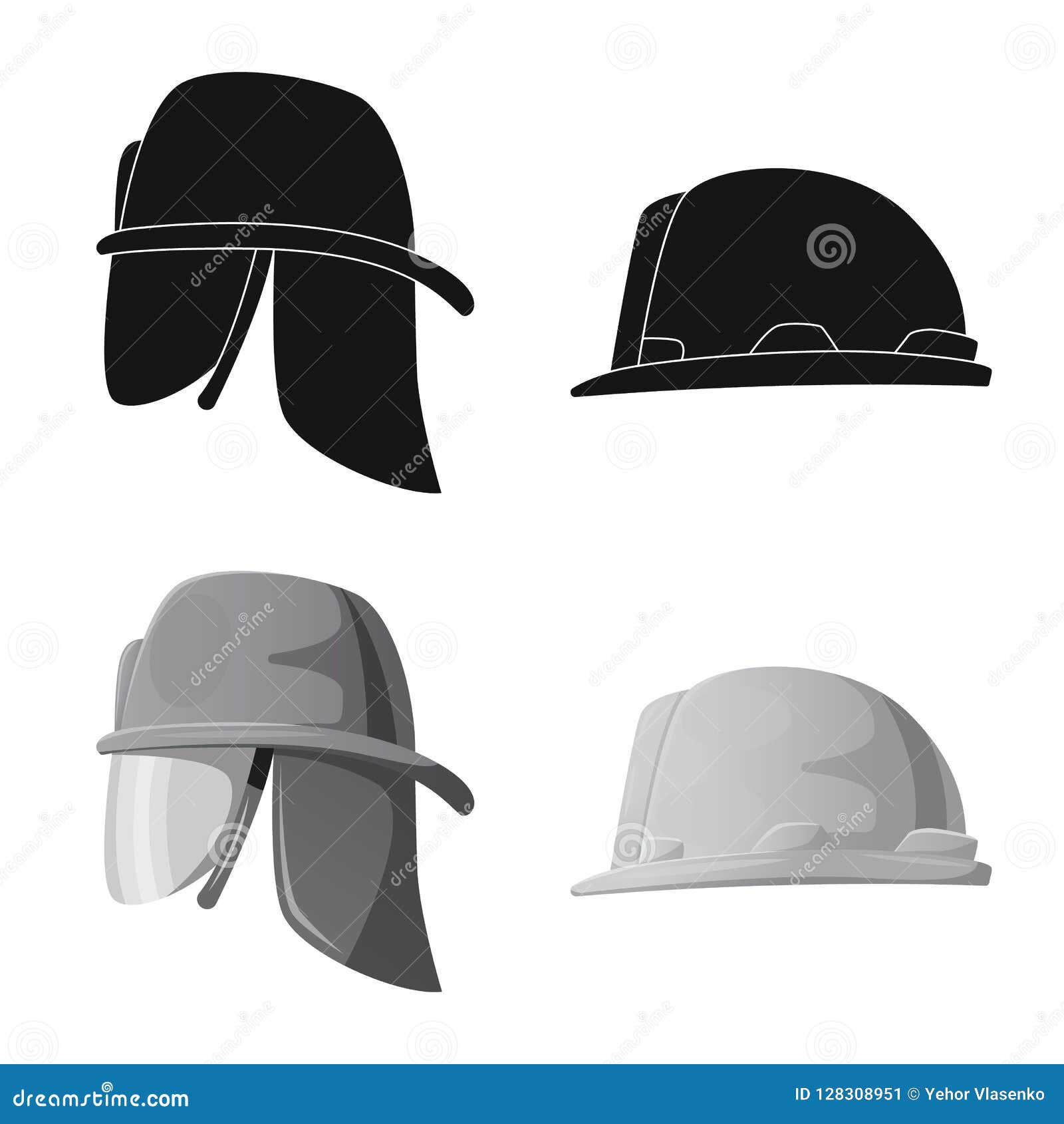 Vector Illustration of Headgear and Cap Symbol. Set of Headgear and ...