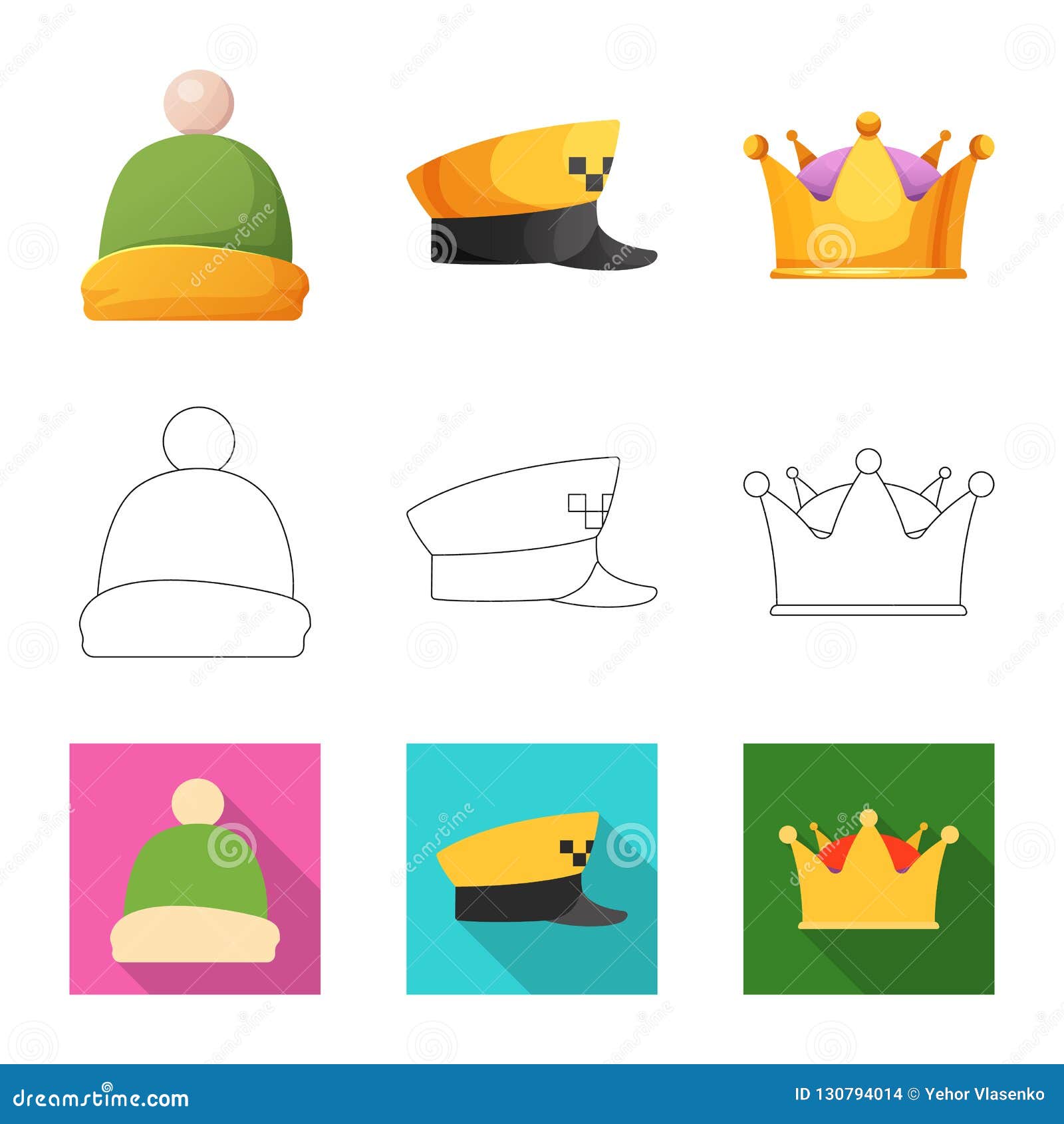 Vector Design of Headgear and Cap Icon. Collection of Headgear and ...