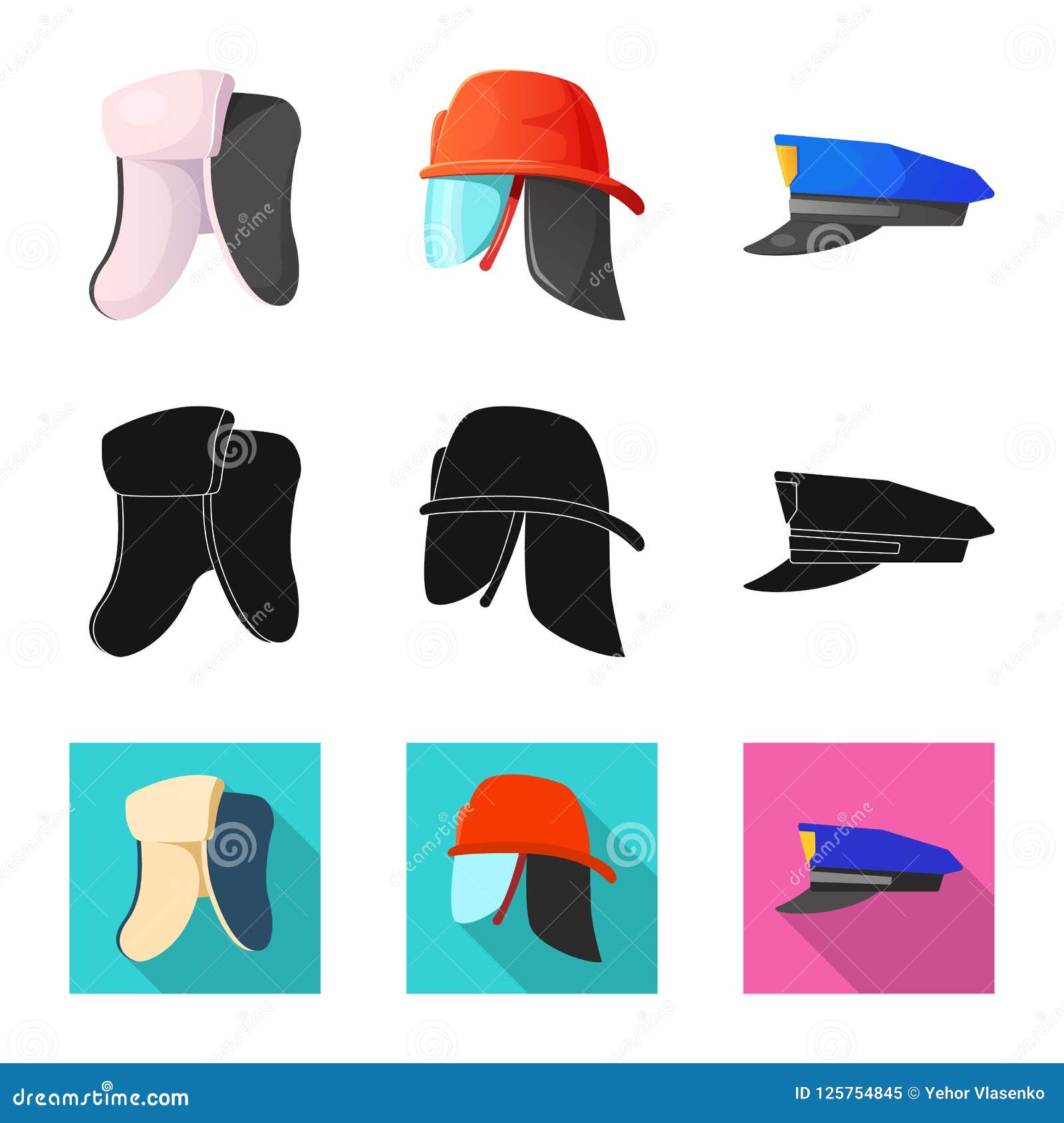 Vector Illustration of Headwear and Cap Icon. Collection of Headwear ...