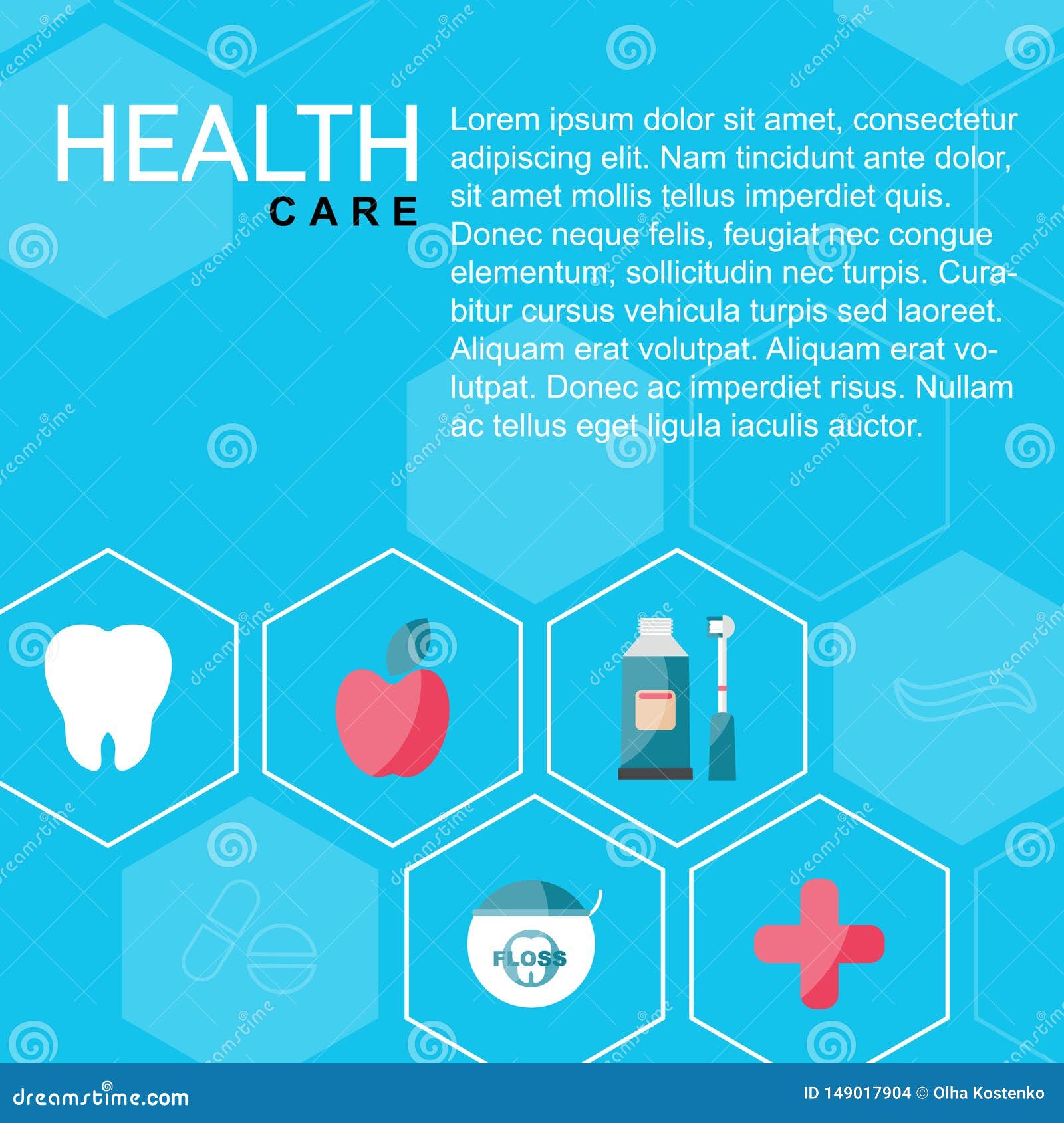 Health Care Elements on Blue Background Stock Vector - Illustration of ...