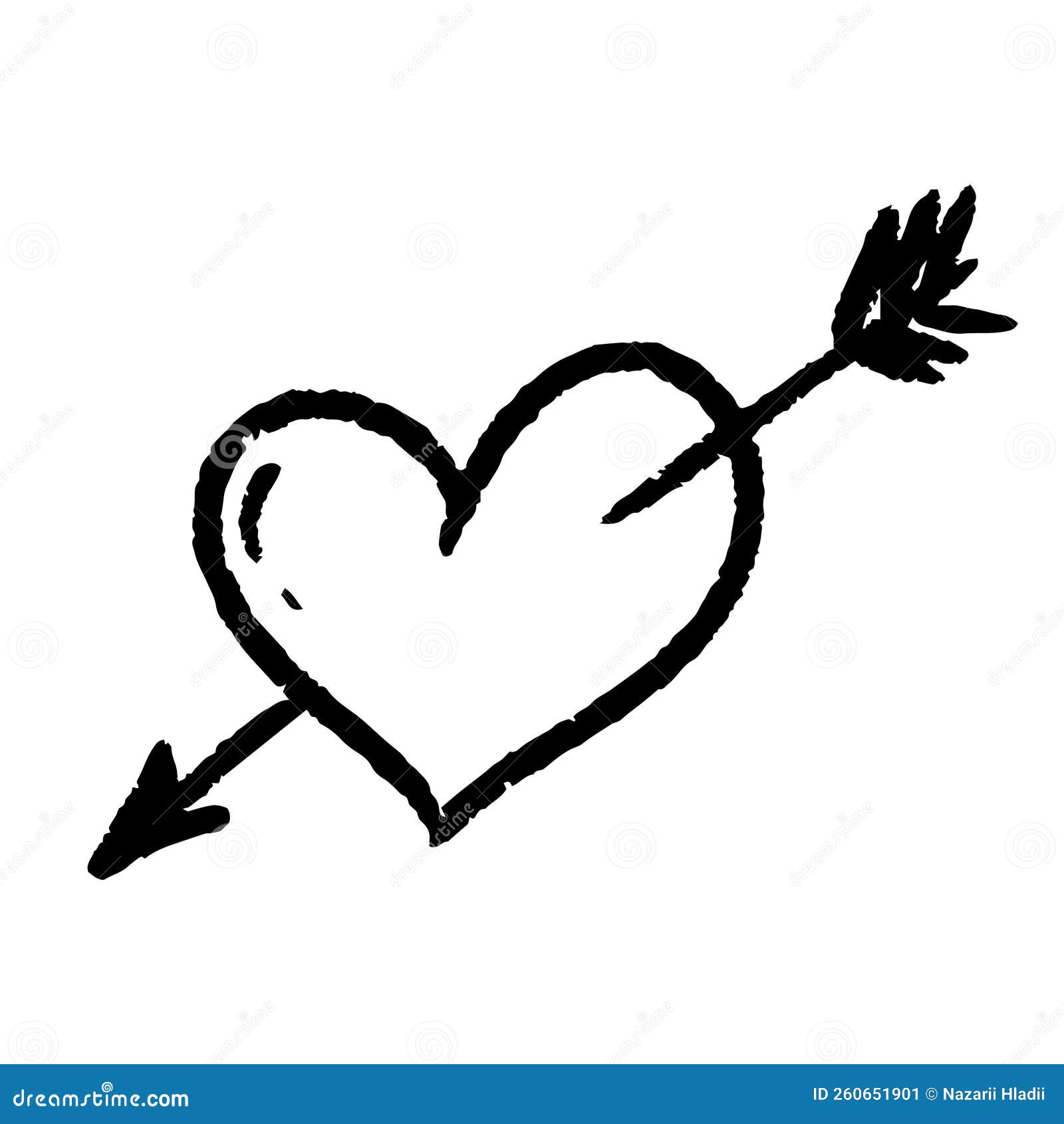 Vector Illustration of Heart and Arrow in a Hand-drawn Style. Stock ...