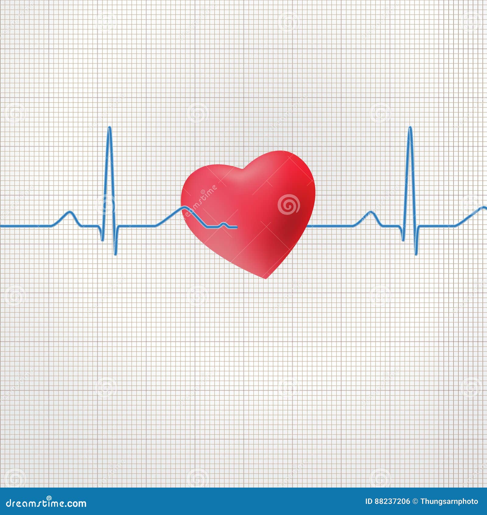 Vector Illustration of Heart and Cardiogram Stock Vector - Illustration ...