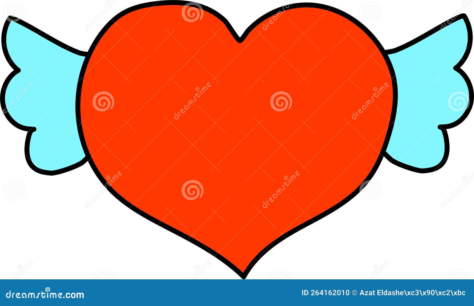 Vector Illustration of a Heart Contour with Wings Stock Vector ...