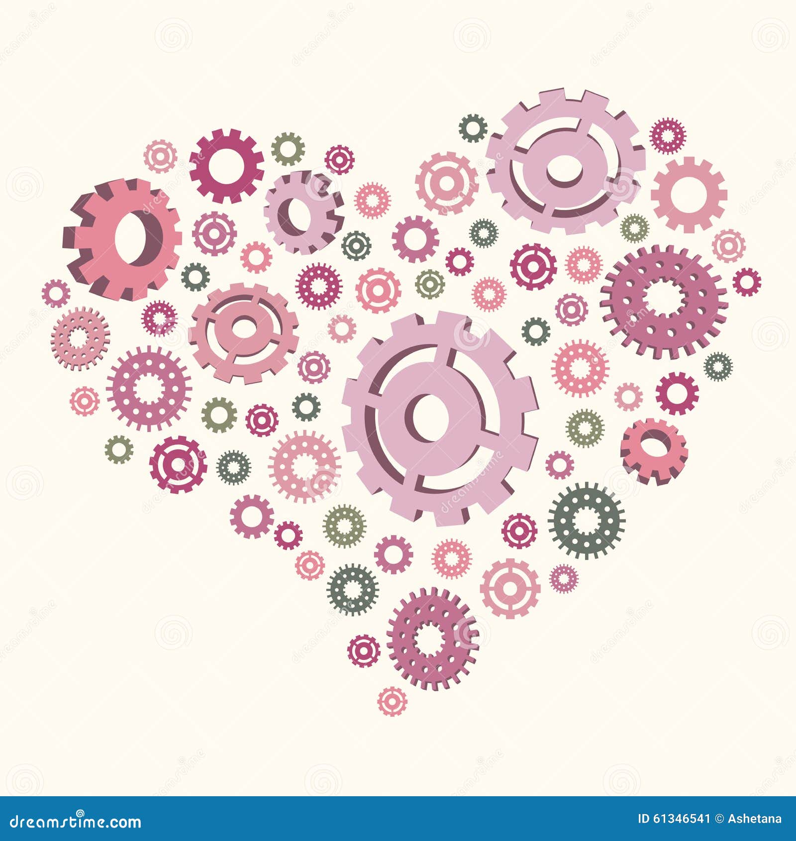 Vector Illustration of the Heart of the Gears. Stock Vector ...