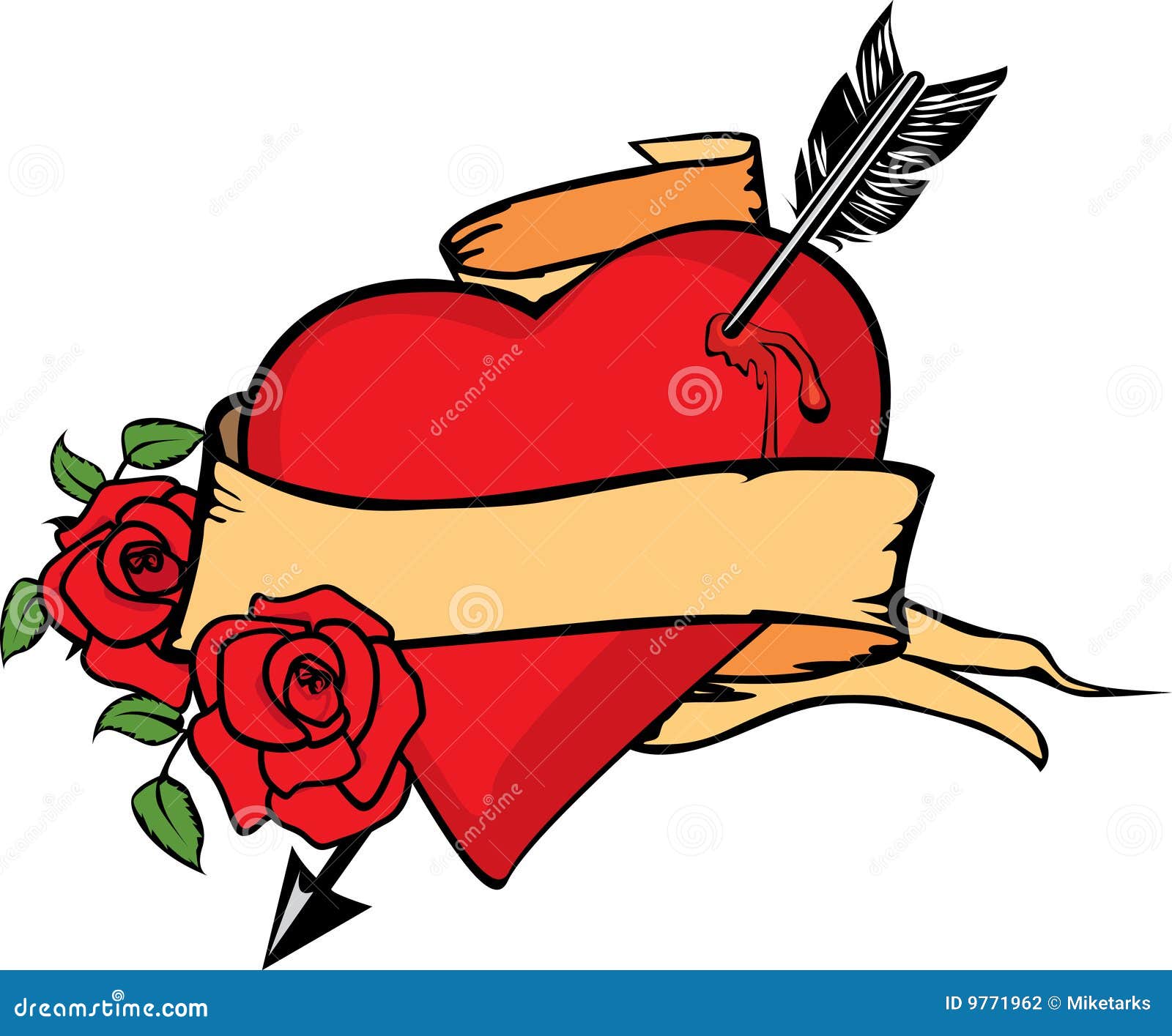 Vector Illustration of Heart Impaled by Arrow. Stock Vector ...