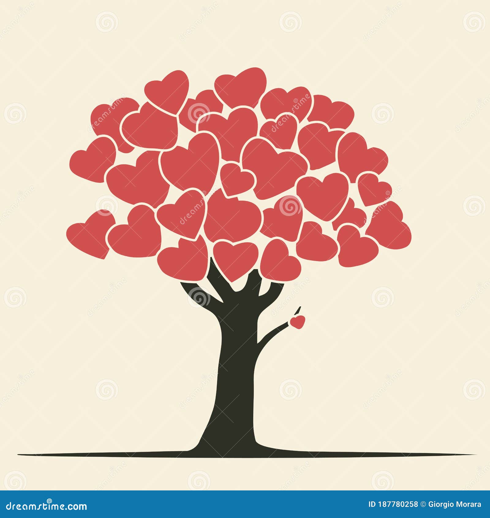 Vector Illustration of a Hearts Tree Stock Vector - Illustration of ...