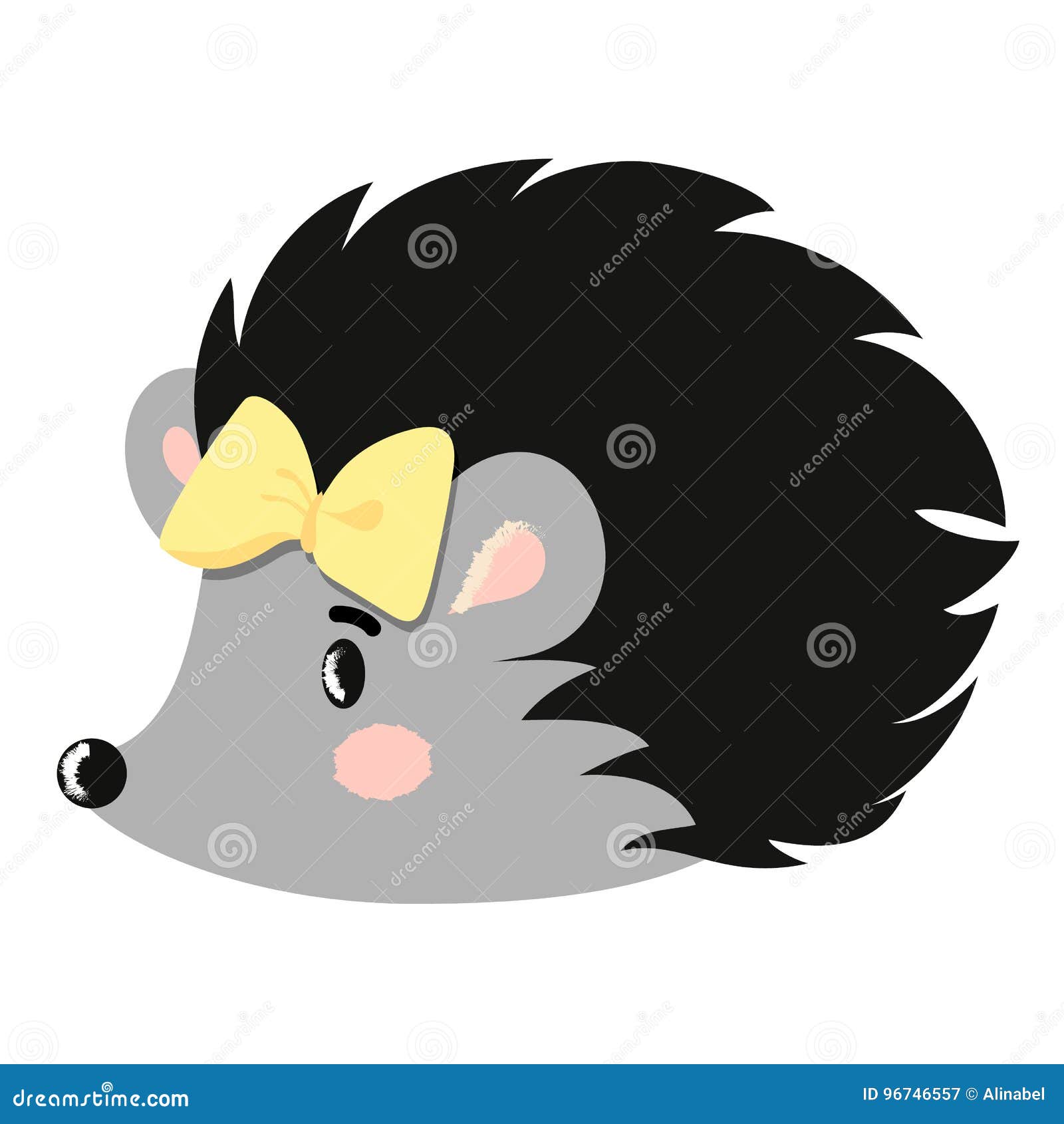 Vector Illustration of Hedgehog with Bow Stock Vector - Illustration of ...
