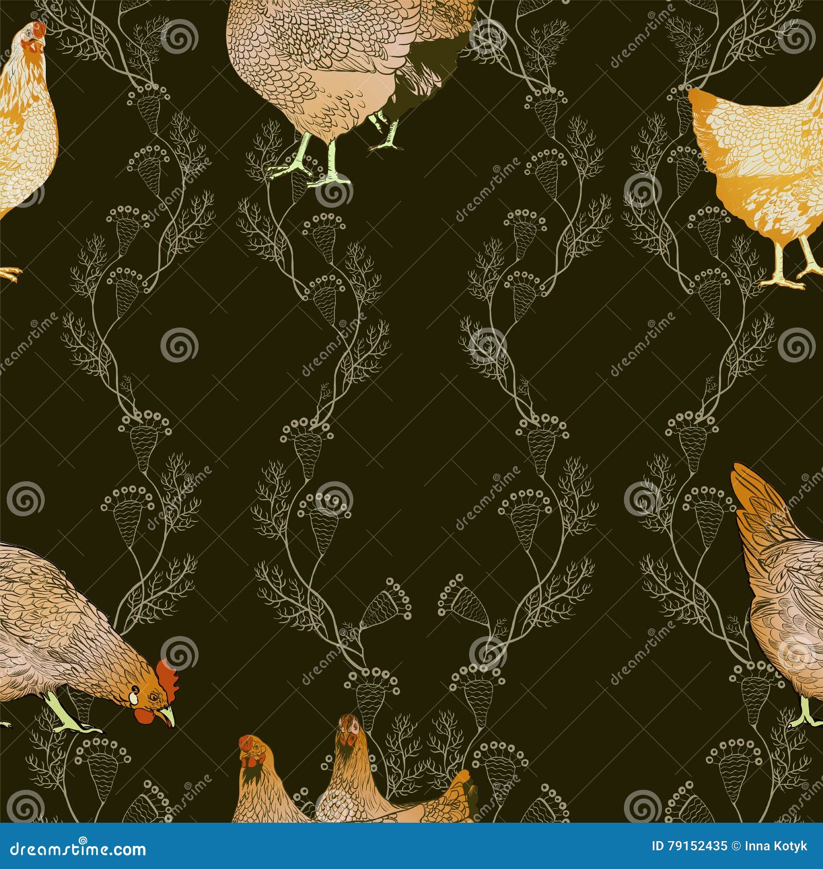 Vector Illustration of Hens. Stock Vector - Illustration of animal ...