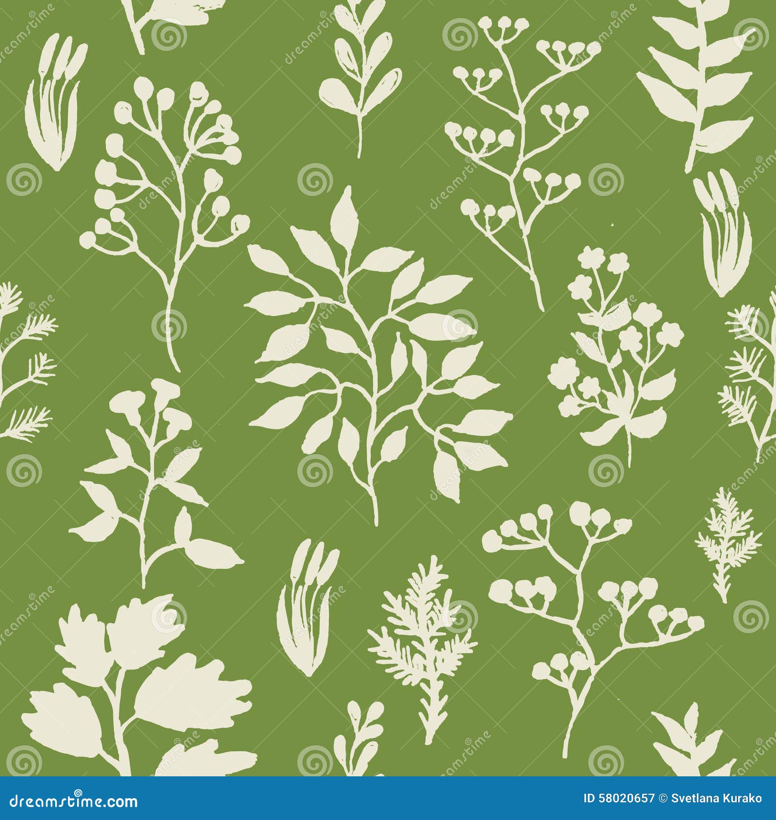 Vector Illustration of Herbal Seamless Background Stock Vector ...