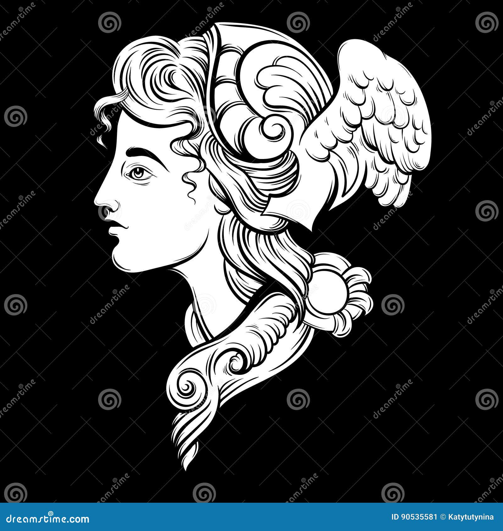 Vector Illustration of Hermes. Stock Vector - Illustration of face ...