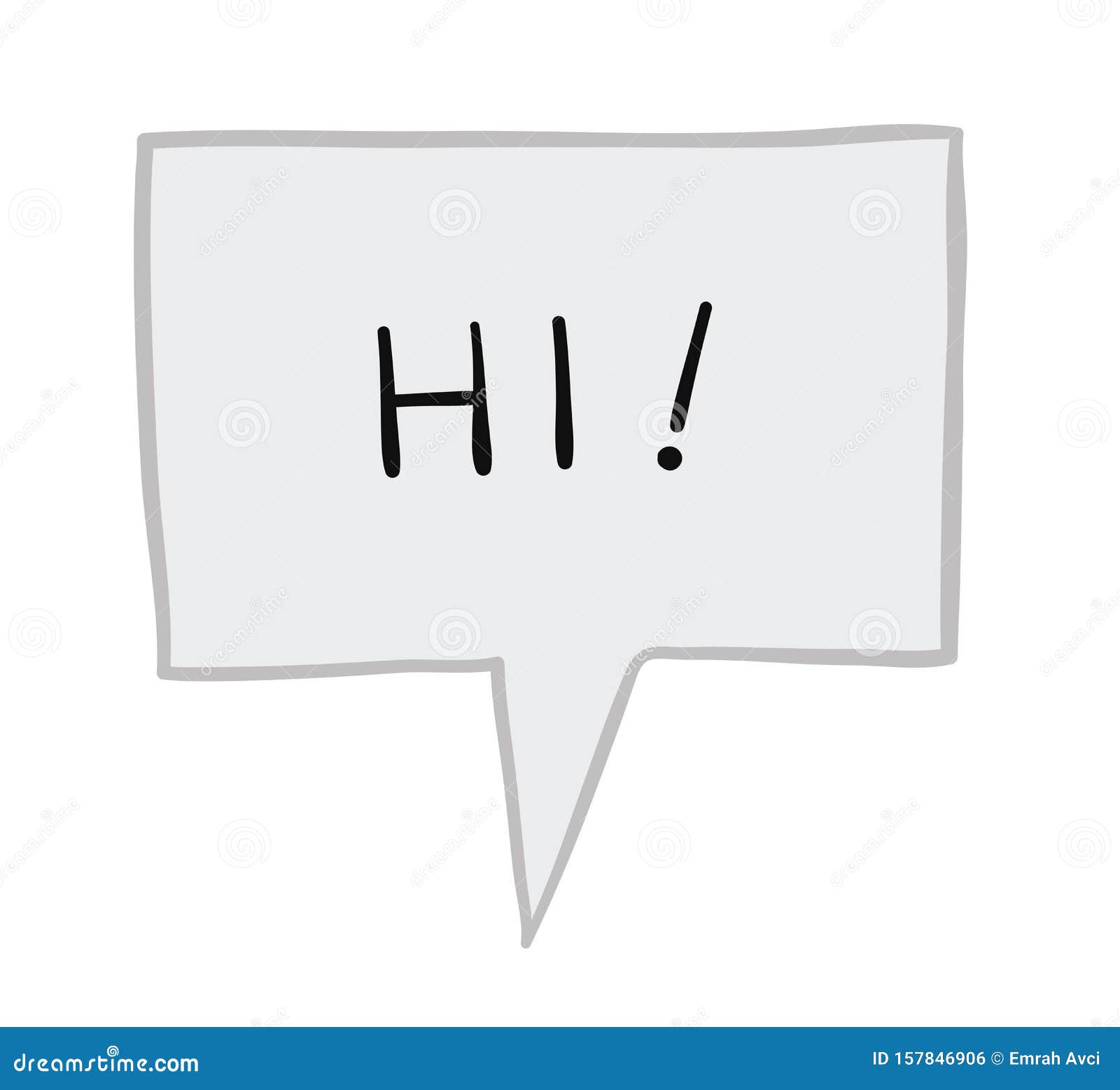 Vector Illustration Hi in Speech Bubble. Hand Drawn Stock Vector ...