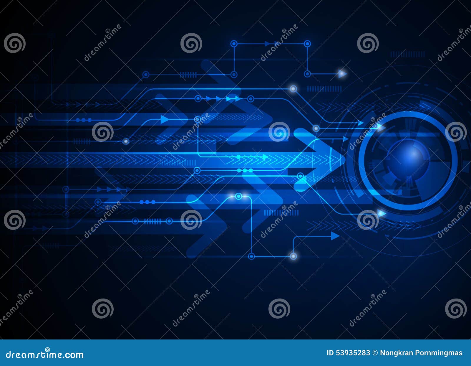 Vector Illustration Hi-tech Blue Abstract Technology Background Stock ...