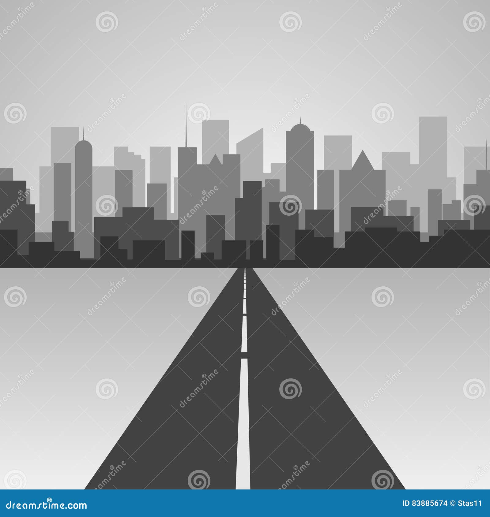 Vector Illustration .Highway Silhouette in a Town Stock Illustration ...
