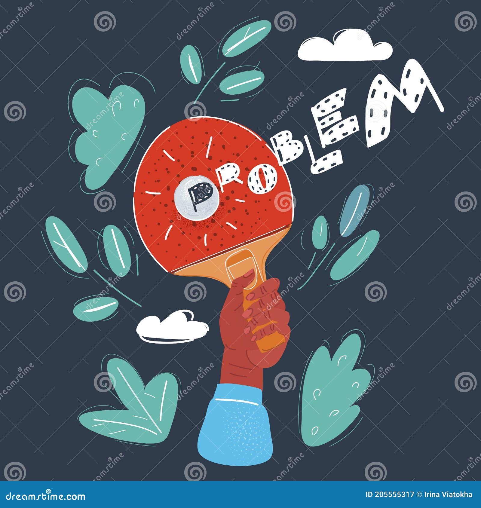 Vector Illustration of Hit of Problem. Solution Concept on Dark ...