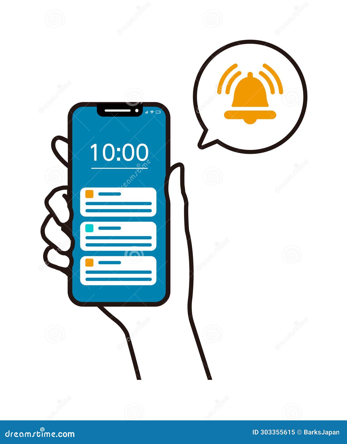 Vector Illustration of Holding a Smartphone (push Notification Stock ...