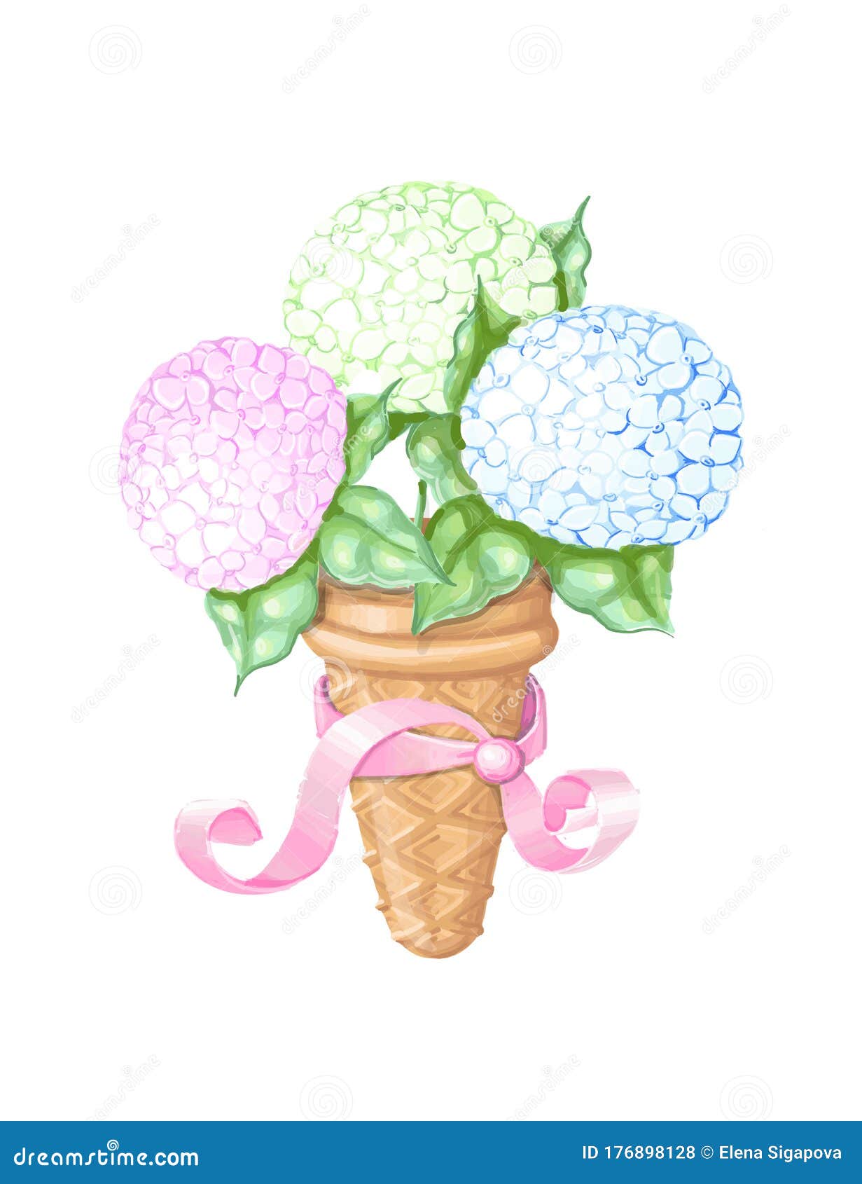 Vector Illustration Holiday Greeting Card ,hydrangea Flowers in Ice ...