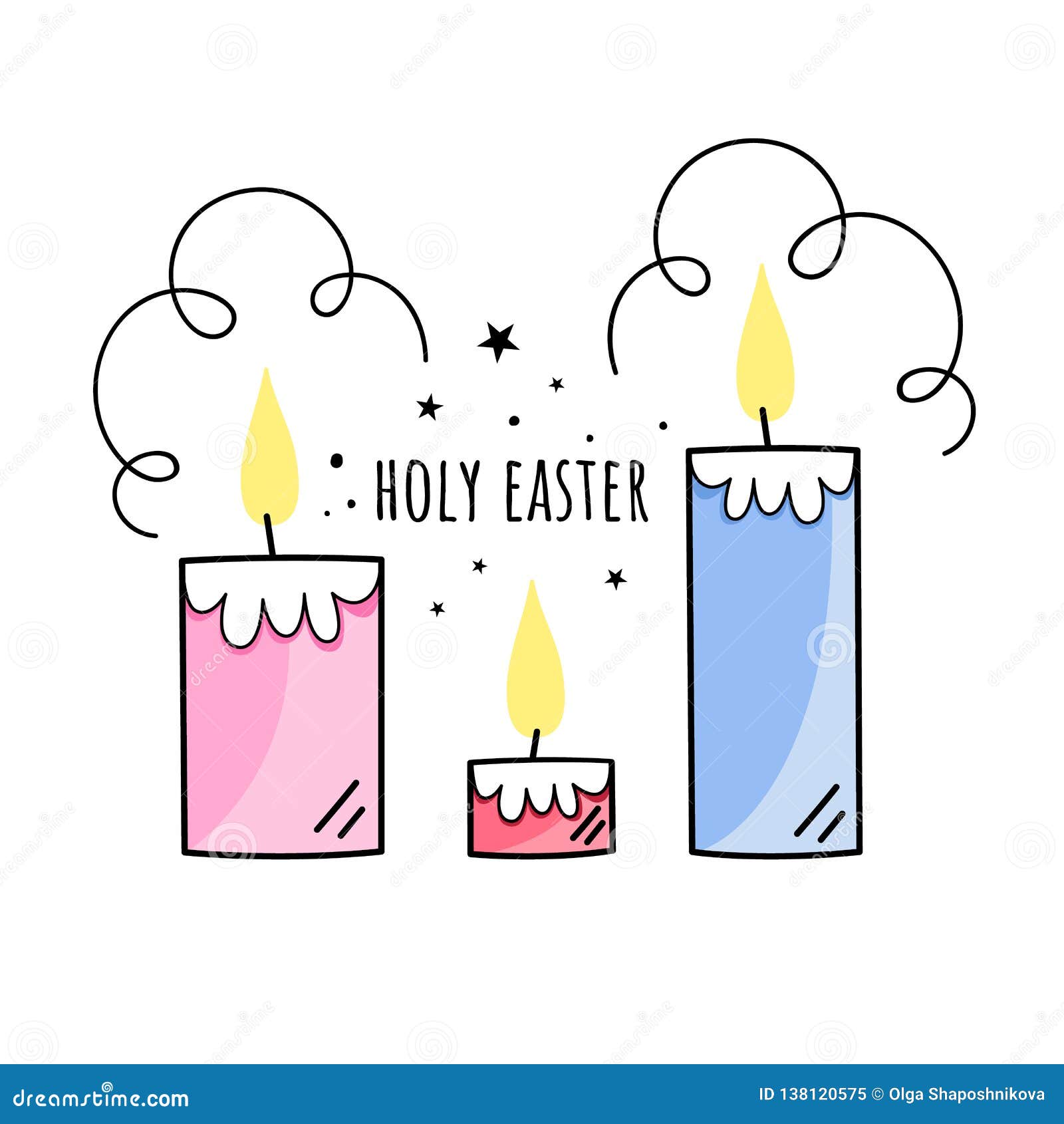 Vector Illustration of Holy Easter. Candles. Doodle Style Stock ...