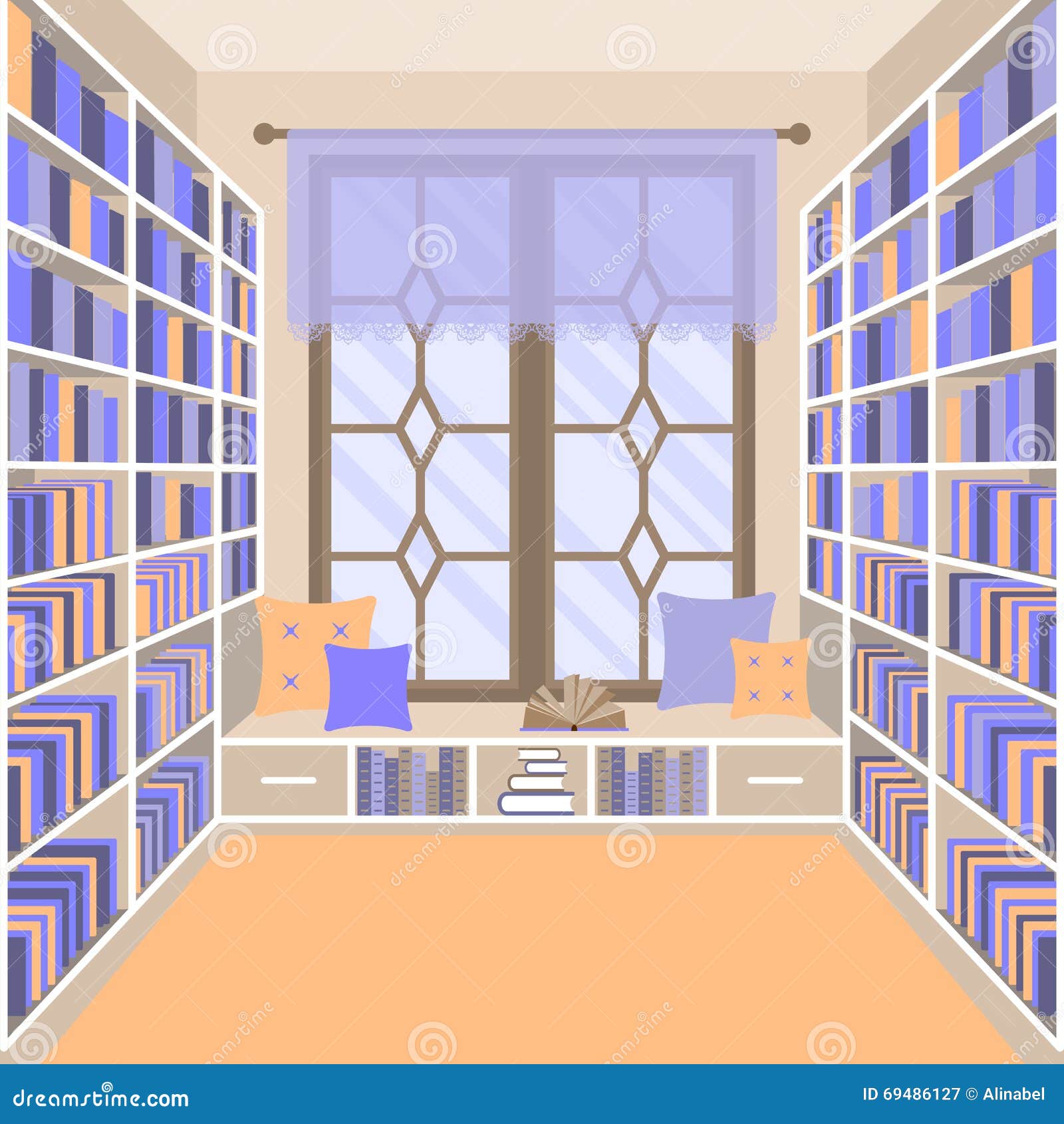 Vector Illustration with Home Library Stock Vector - Illustration of ...