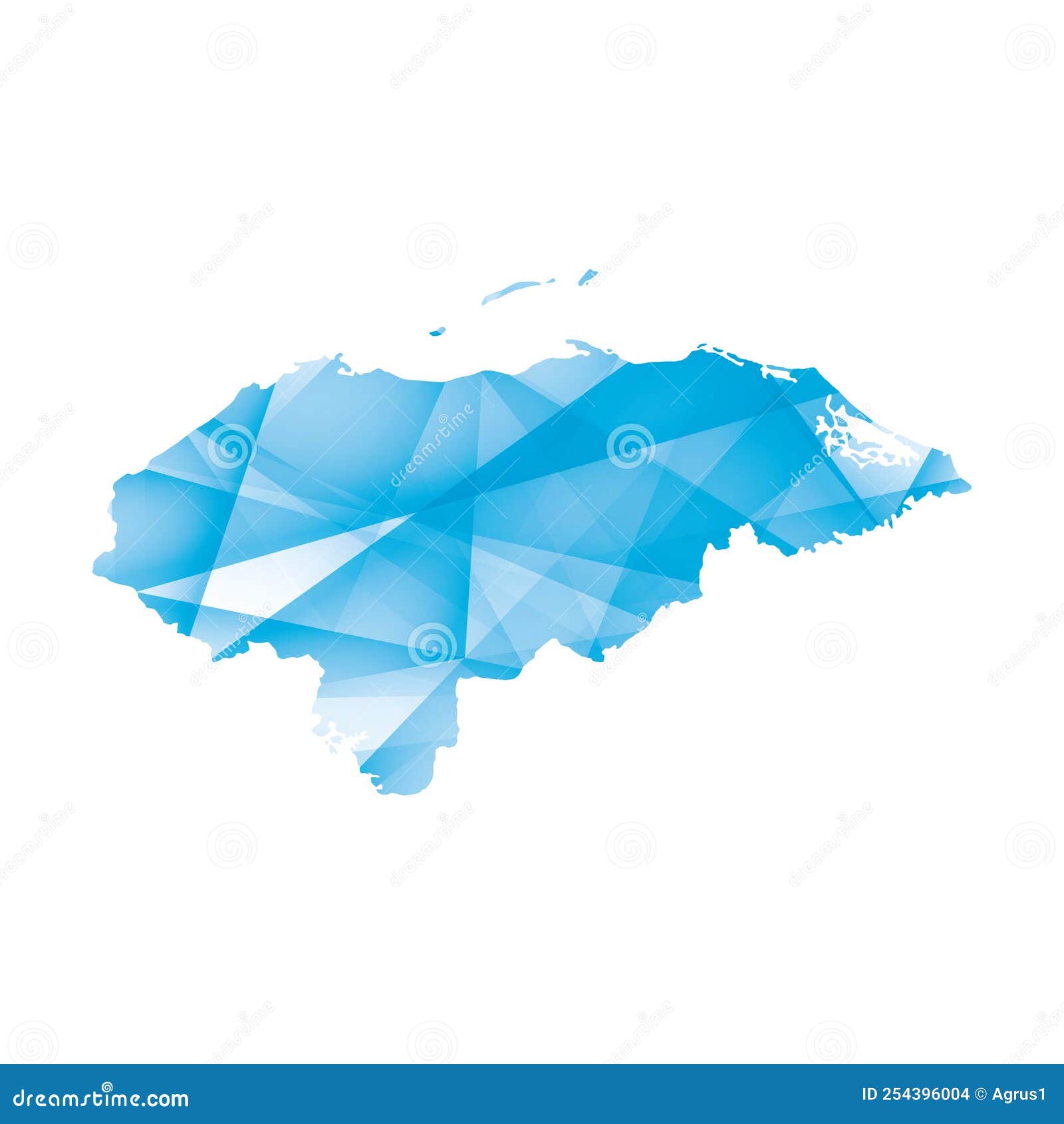Vector Illustration of Honduras Map with Blue Colored Geometric Shapes ...