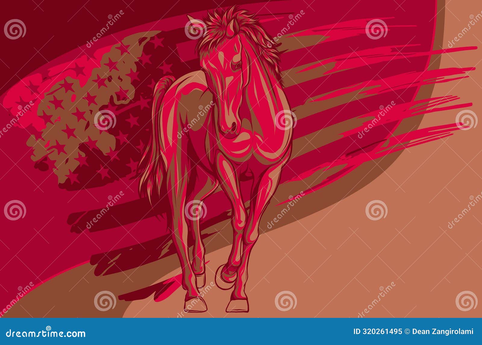 Vector Illustration of Horse with American Flag Stock Vector ...