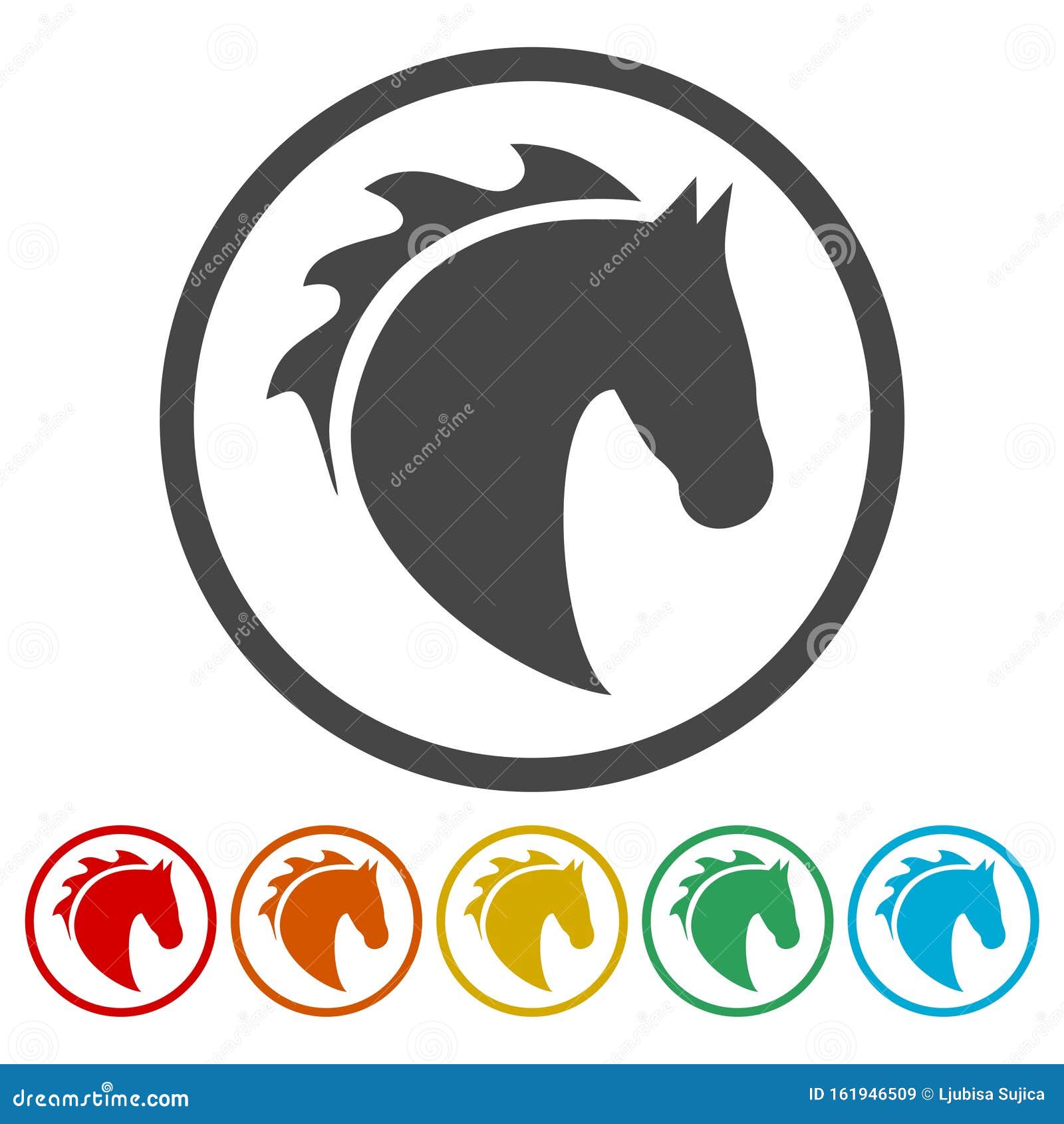 Vector Illustration of Horse Head Icons Set Stock Vector - Illustration ...
