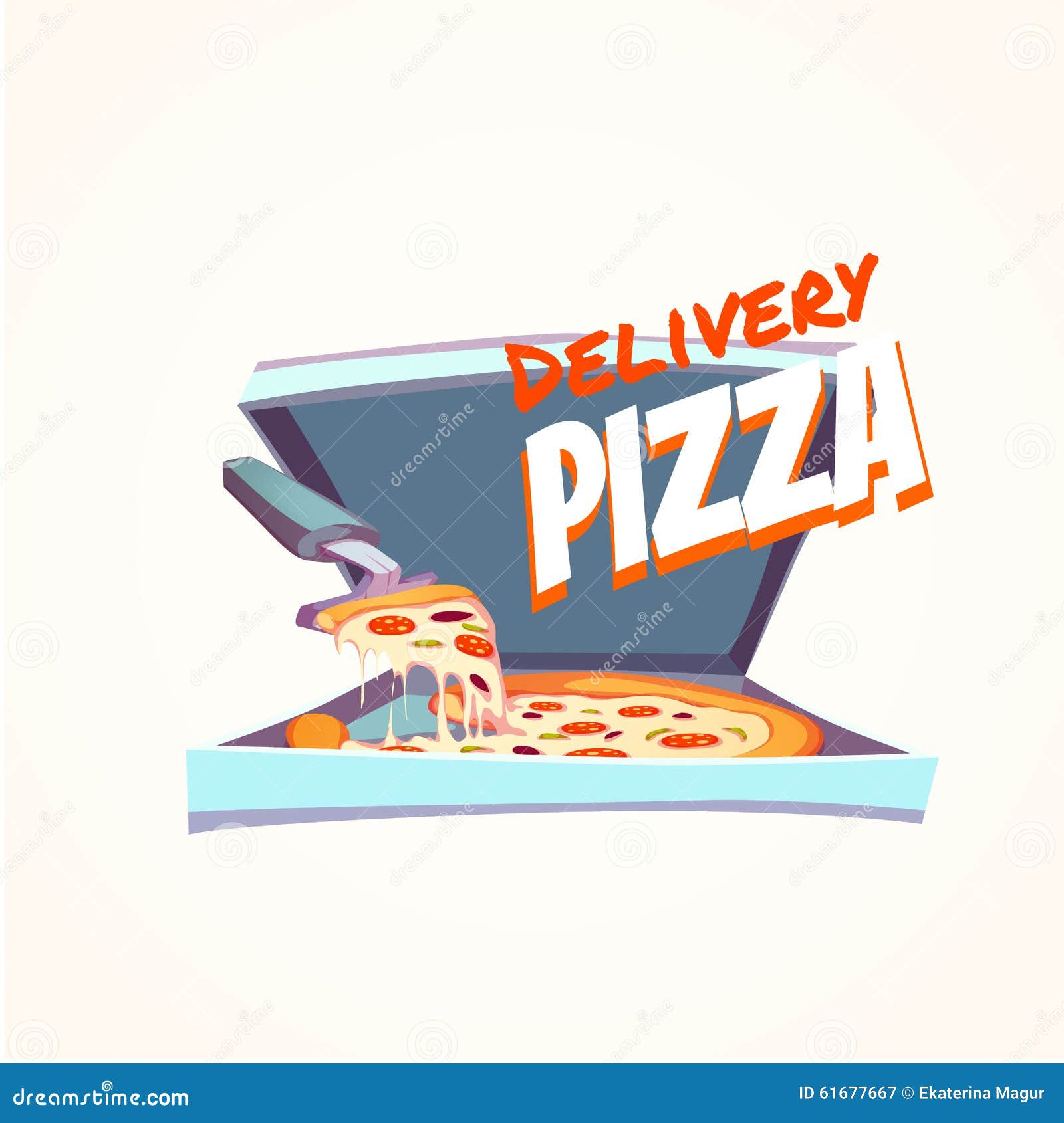 Vector Illustration of Hot Pizza in Box with Text Stock Vector ...